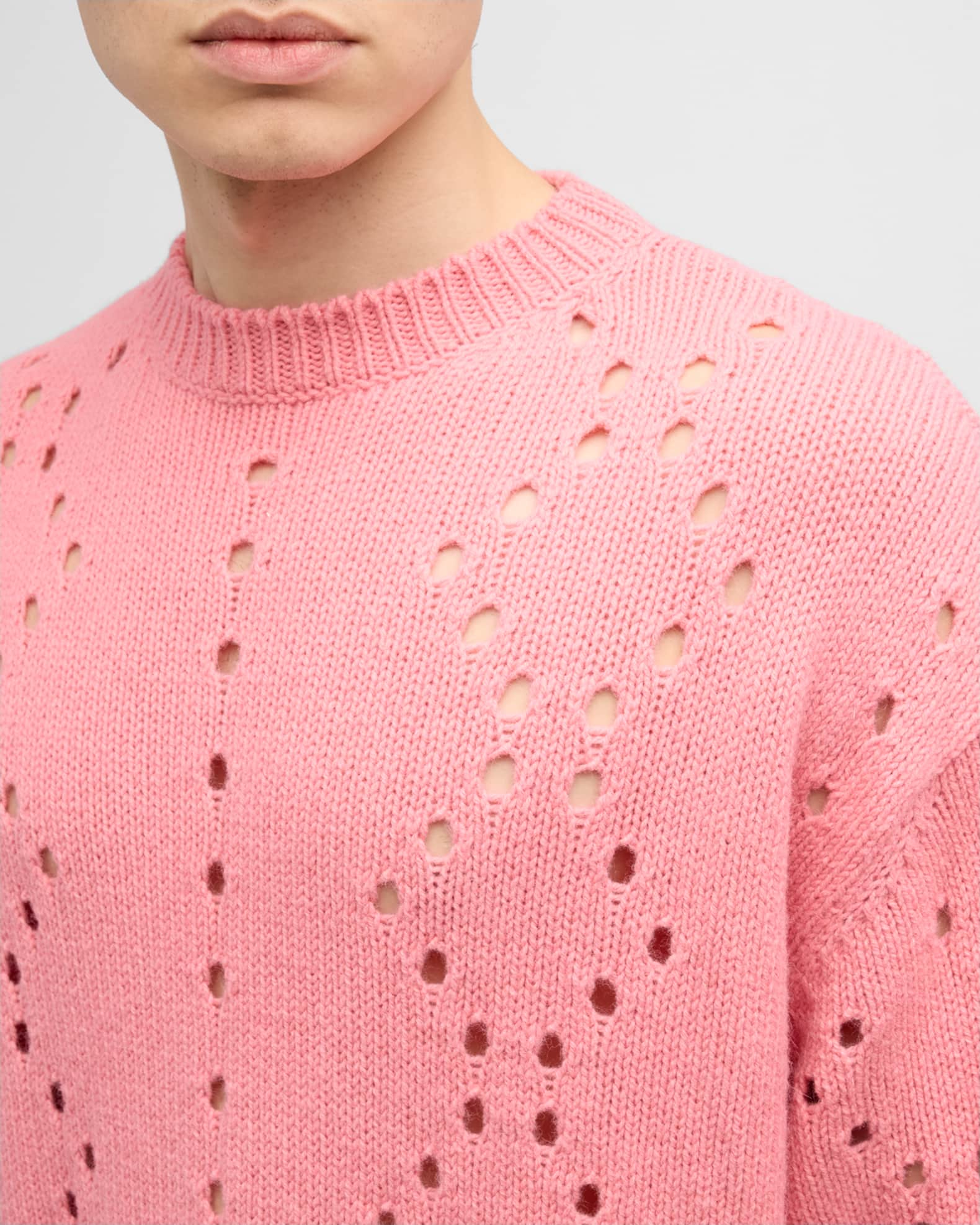 Givenchy Men's Oversized Holey Sweater | Neiman Marcus