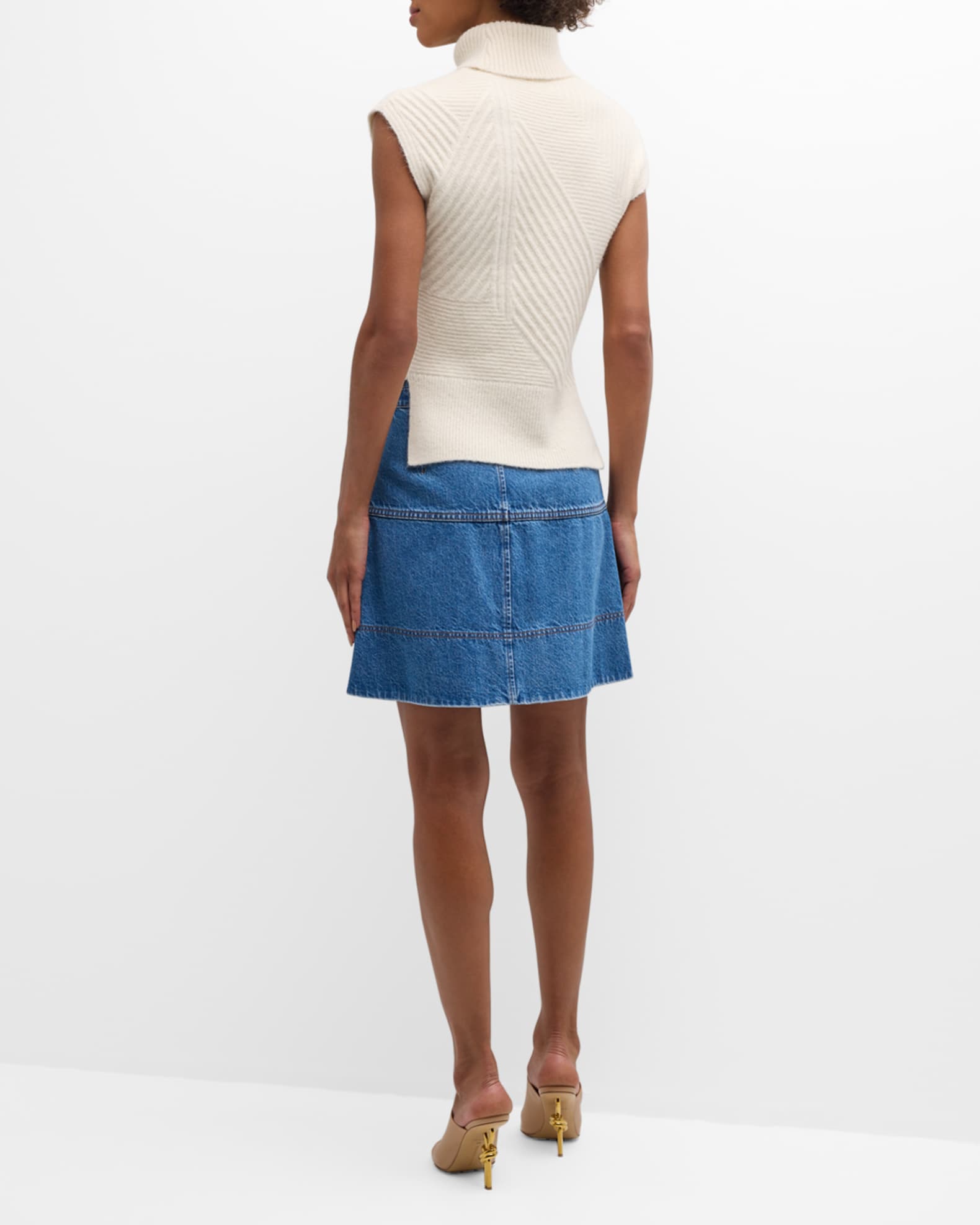 Tanya Taylor Hudie High-Waist Short Denim Skirt | Neiman Marcus