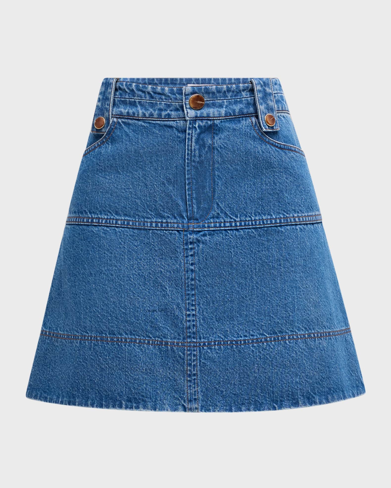 Tanya Taylor Hudie High-Waist Short Denim Skirt | Neiman Marcus