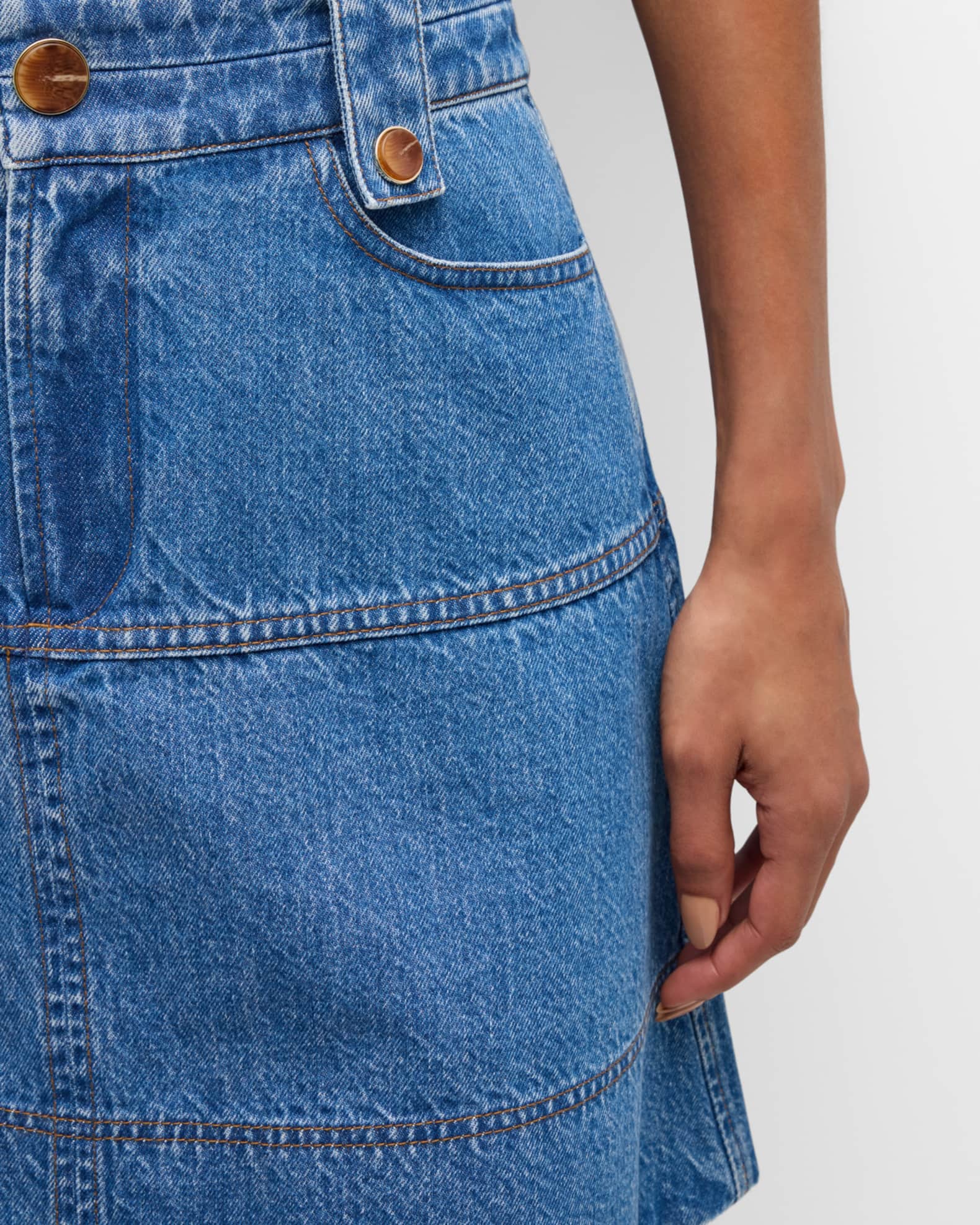 Tanya Taylor Hudie High-Waist Short Denim Skirt | Neiman Marcus