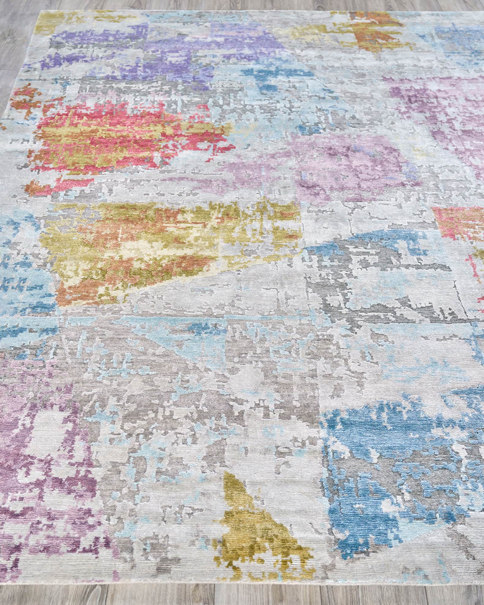 Floor Art Hand-Knotted Ivory & Lavender Rug | Neiman Marcus