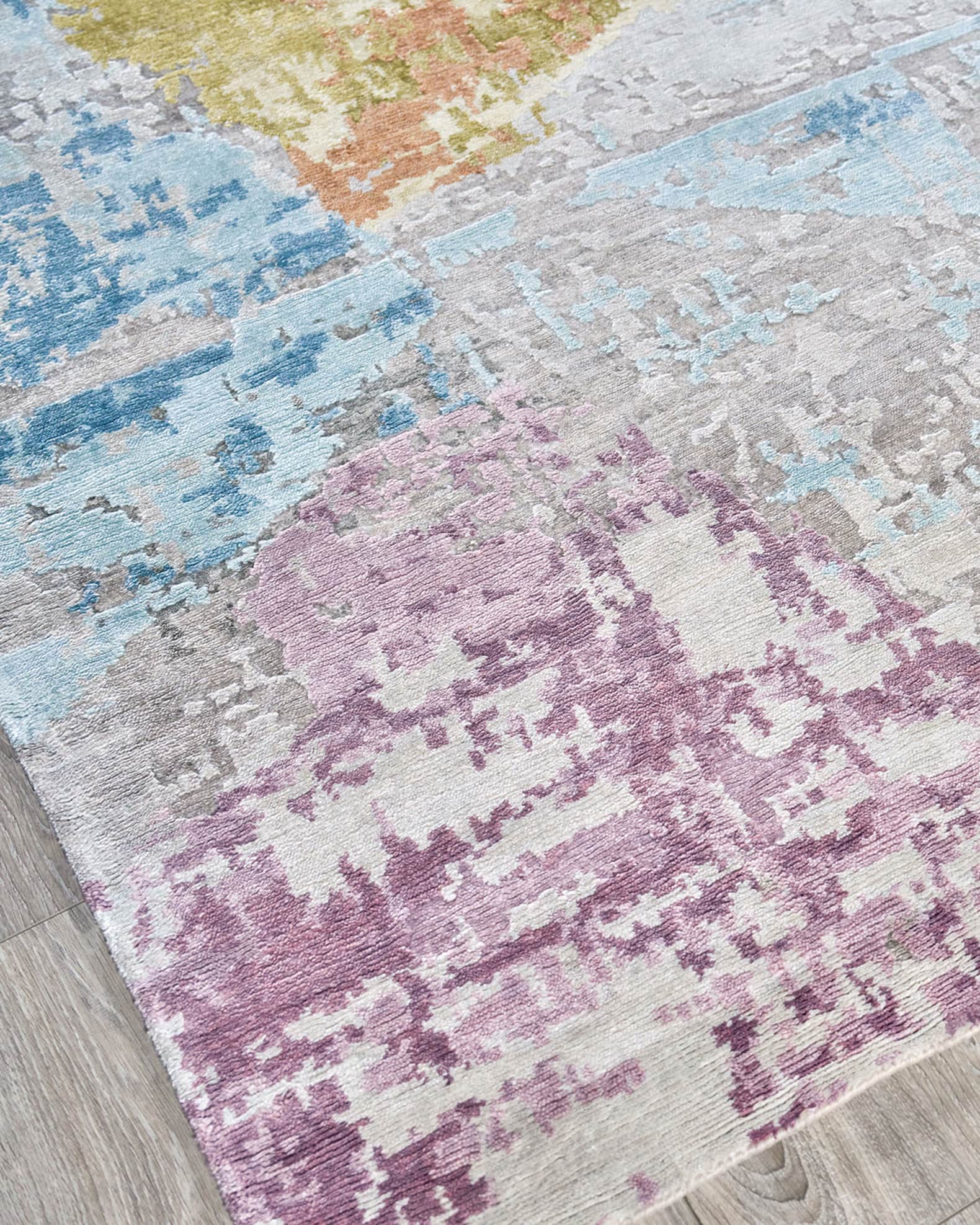 Floor Art Hand-Knotted Ivory & Lavender Rug | Neiman Marcus