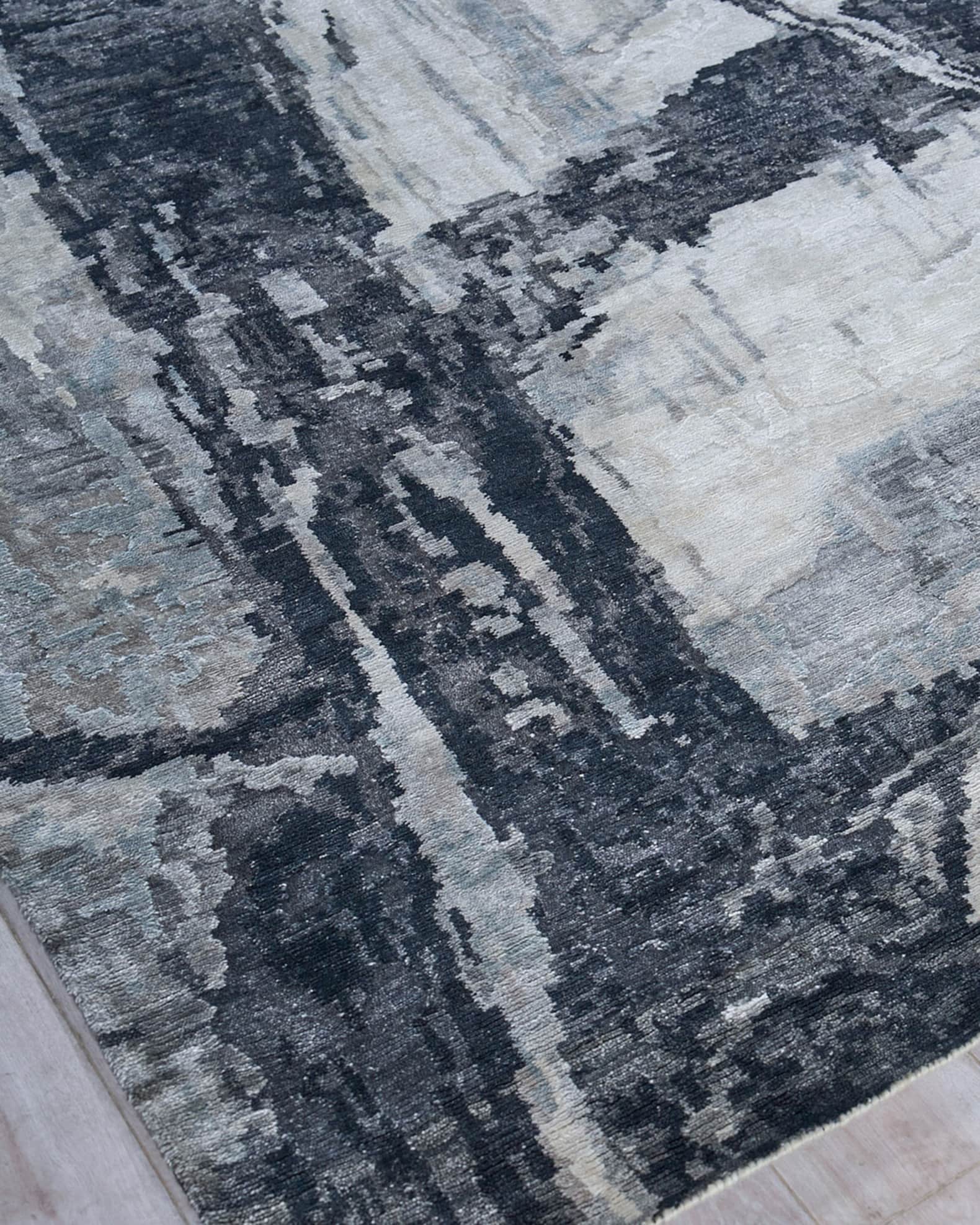 Floor Art Hand-Knotted Dark Gray Rug | Neiman Marcus