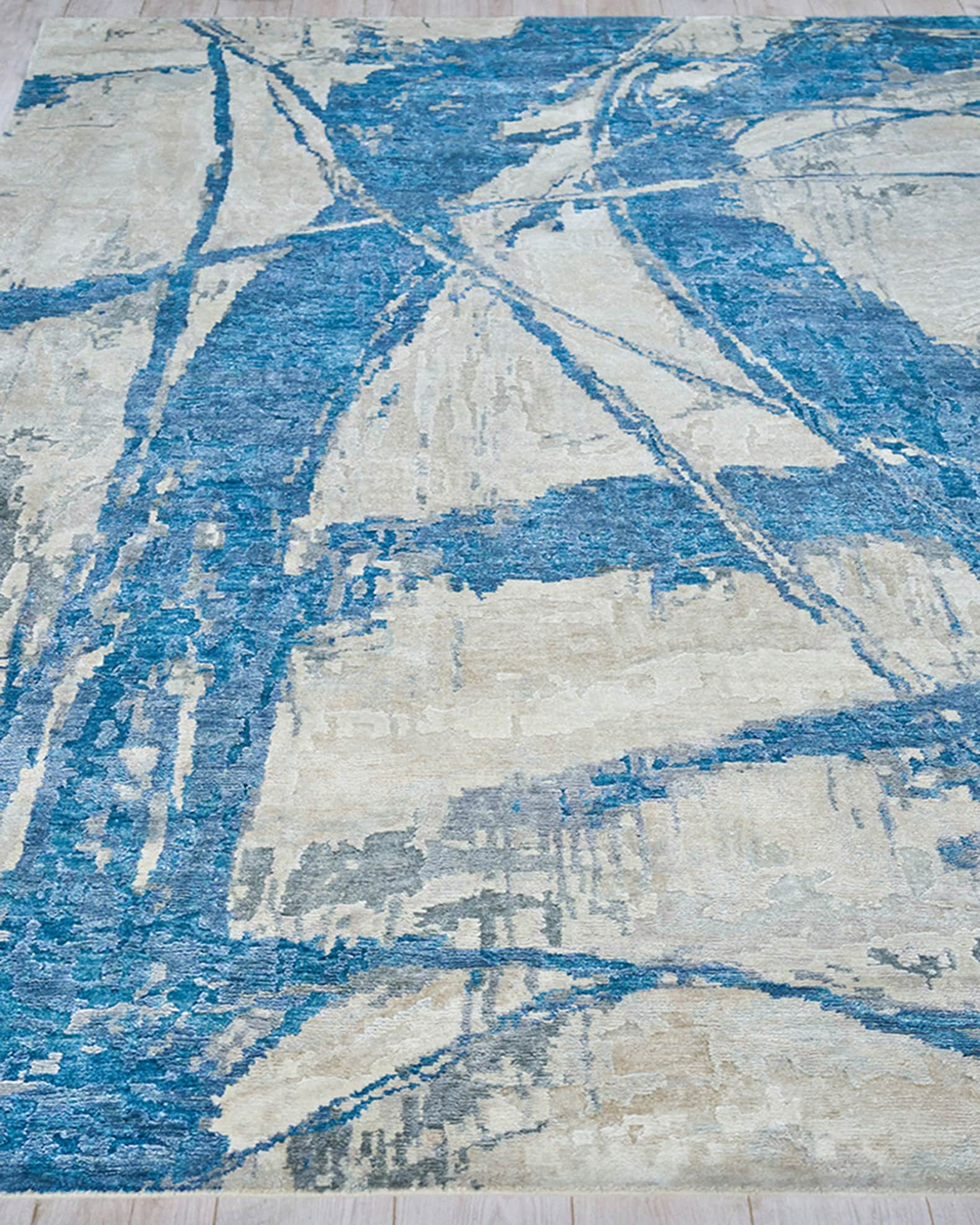 Floor Art Hand-Knotted Light Blue Rug | Neiman Marcus