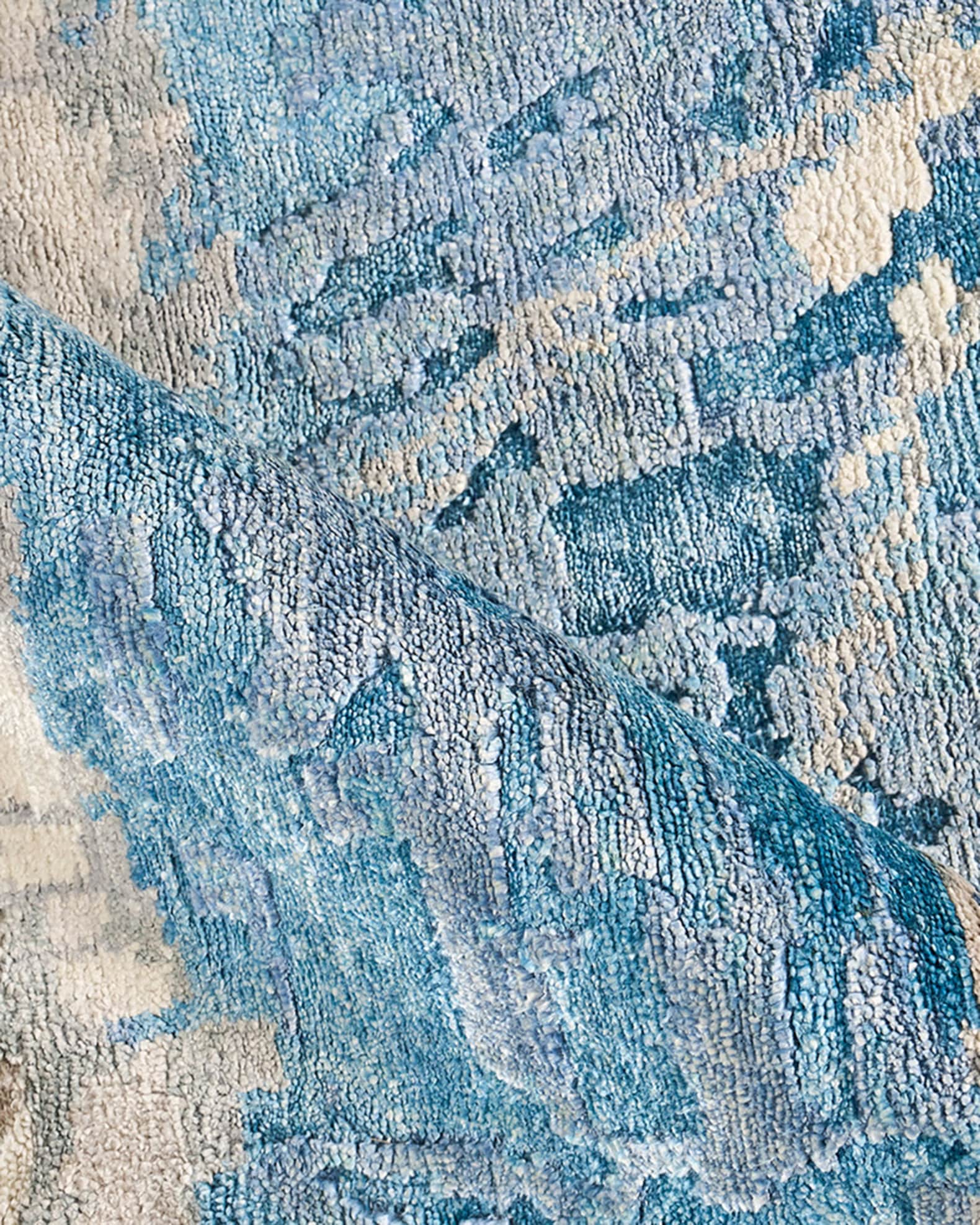 Floor Art Hand-Knotted Light Blue Rug | Neiman Marcus