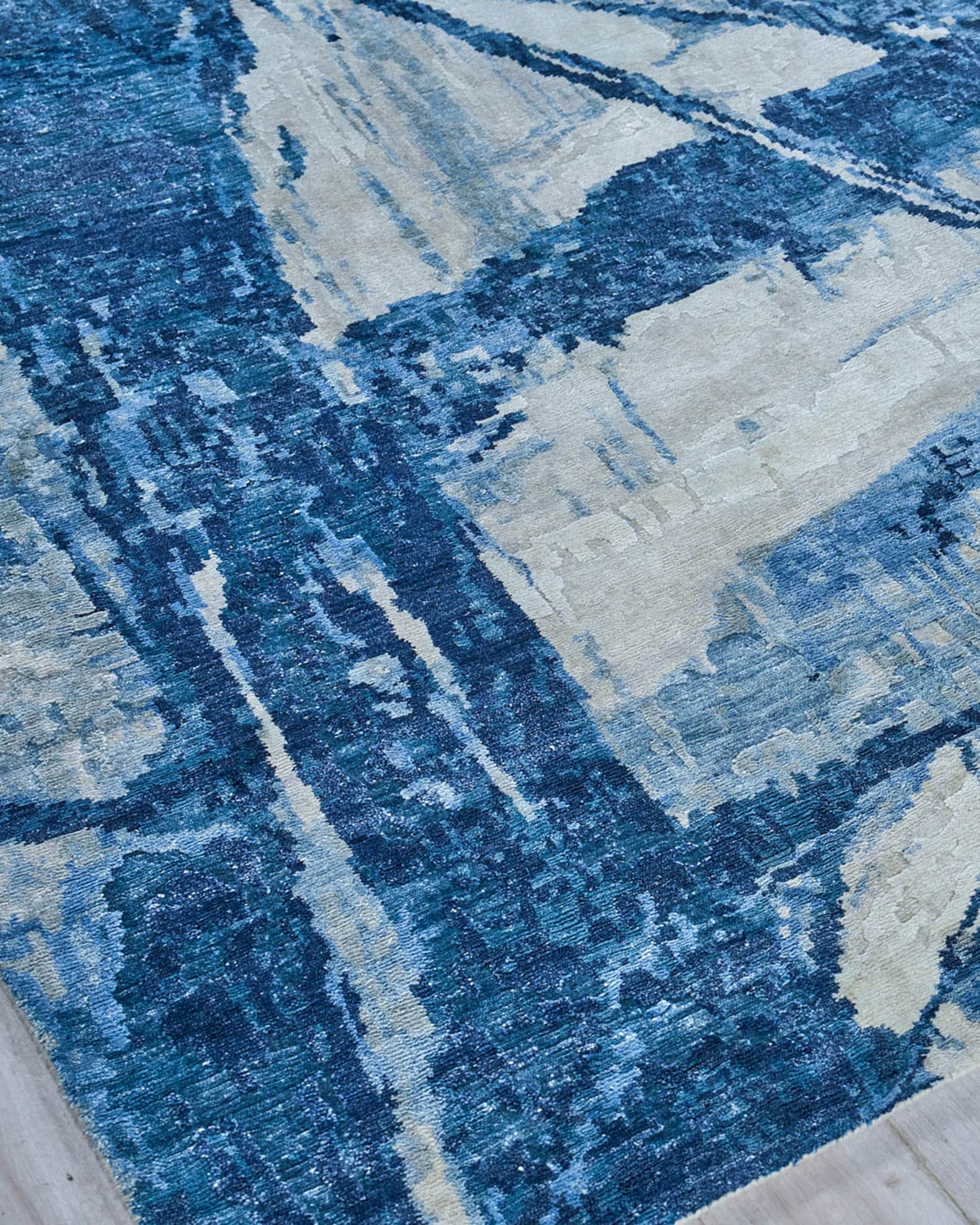 Floor Art Hand-Knotted Dark Blue Rug | Neiman Marcus
