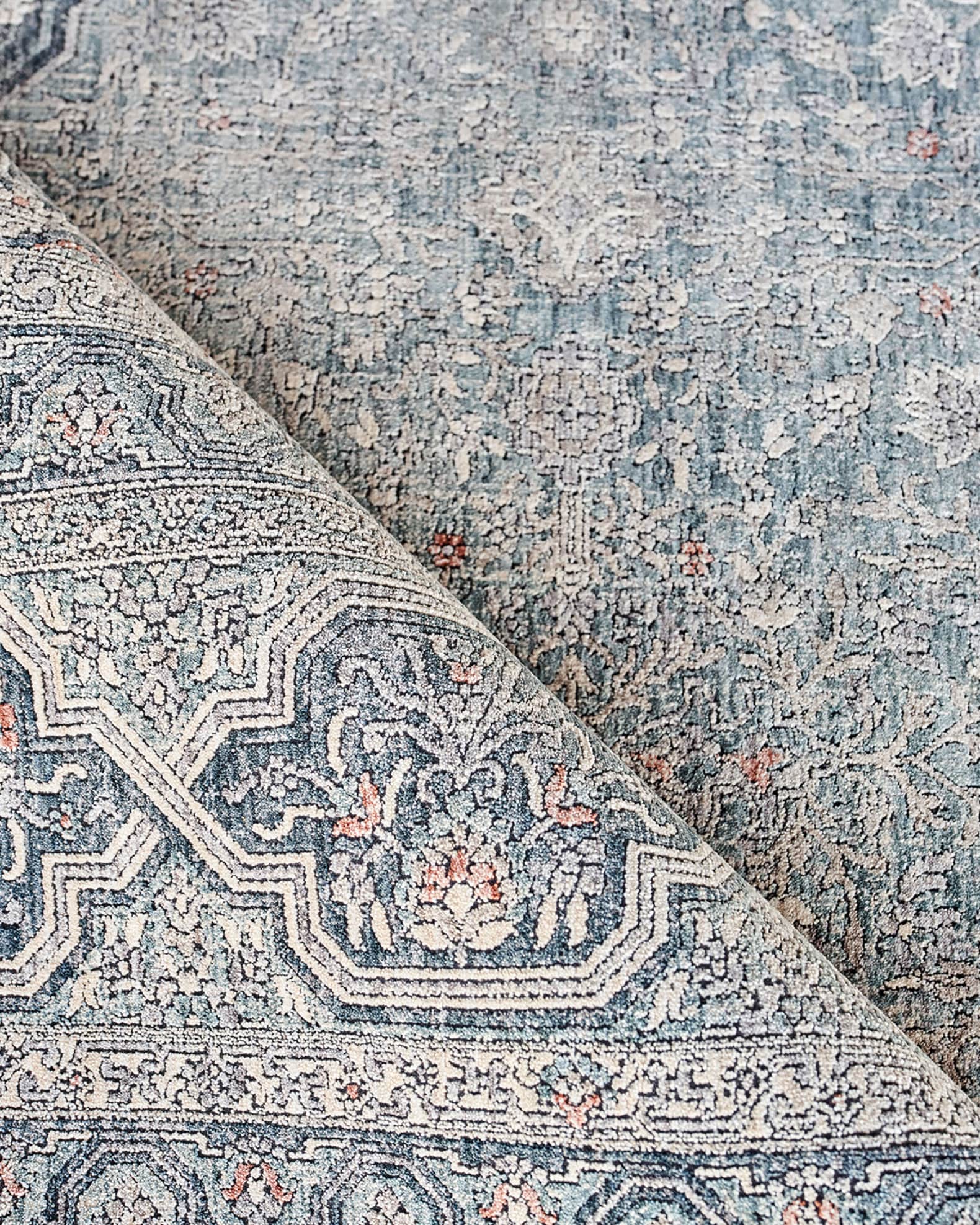 Exquisite Rugs Heritage Power-Loomed Blue & Gray Runner, 3' X 12 ...