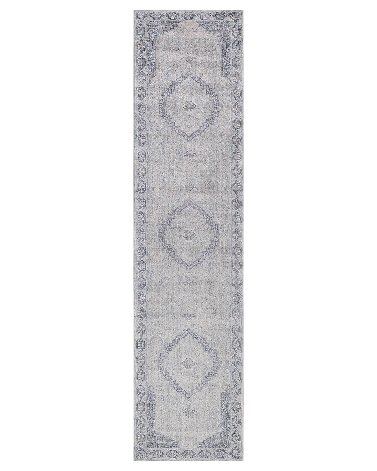 Exquisite Rugs Heritage Power-Loomed Blue & Gray Runner, 3' X 12 ...