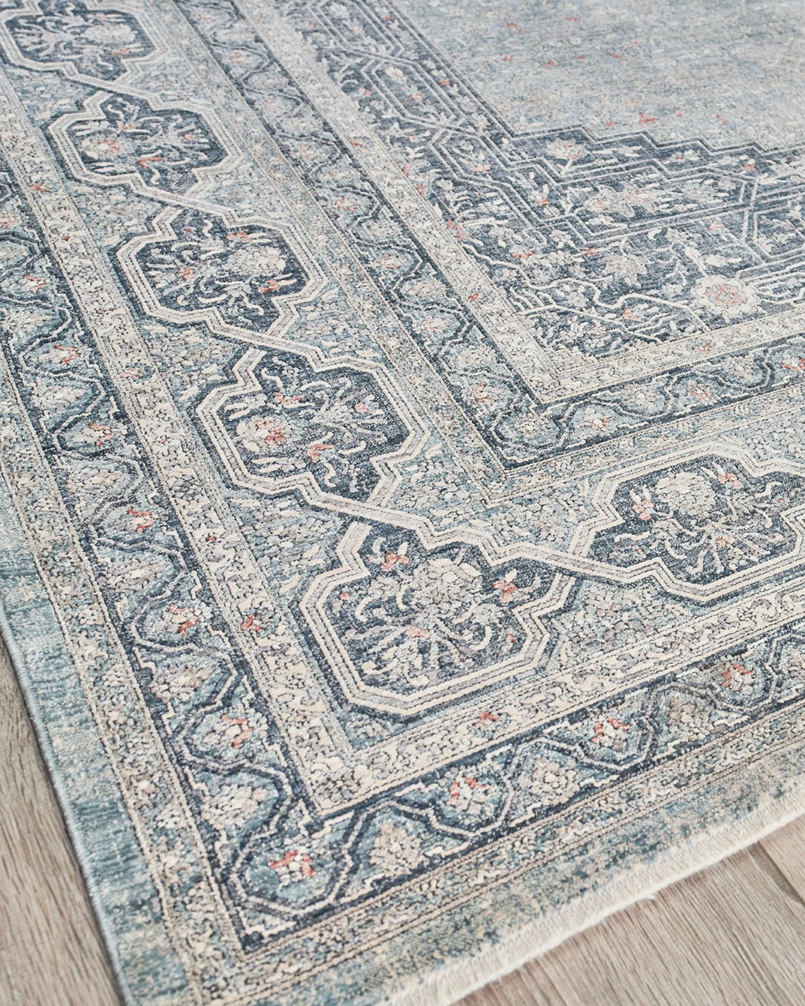 Exquisite Rugs Heritage Power-Loomed Light Blue & Rust Rug, 8' x 10 ...