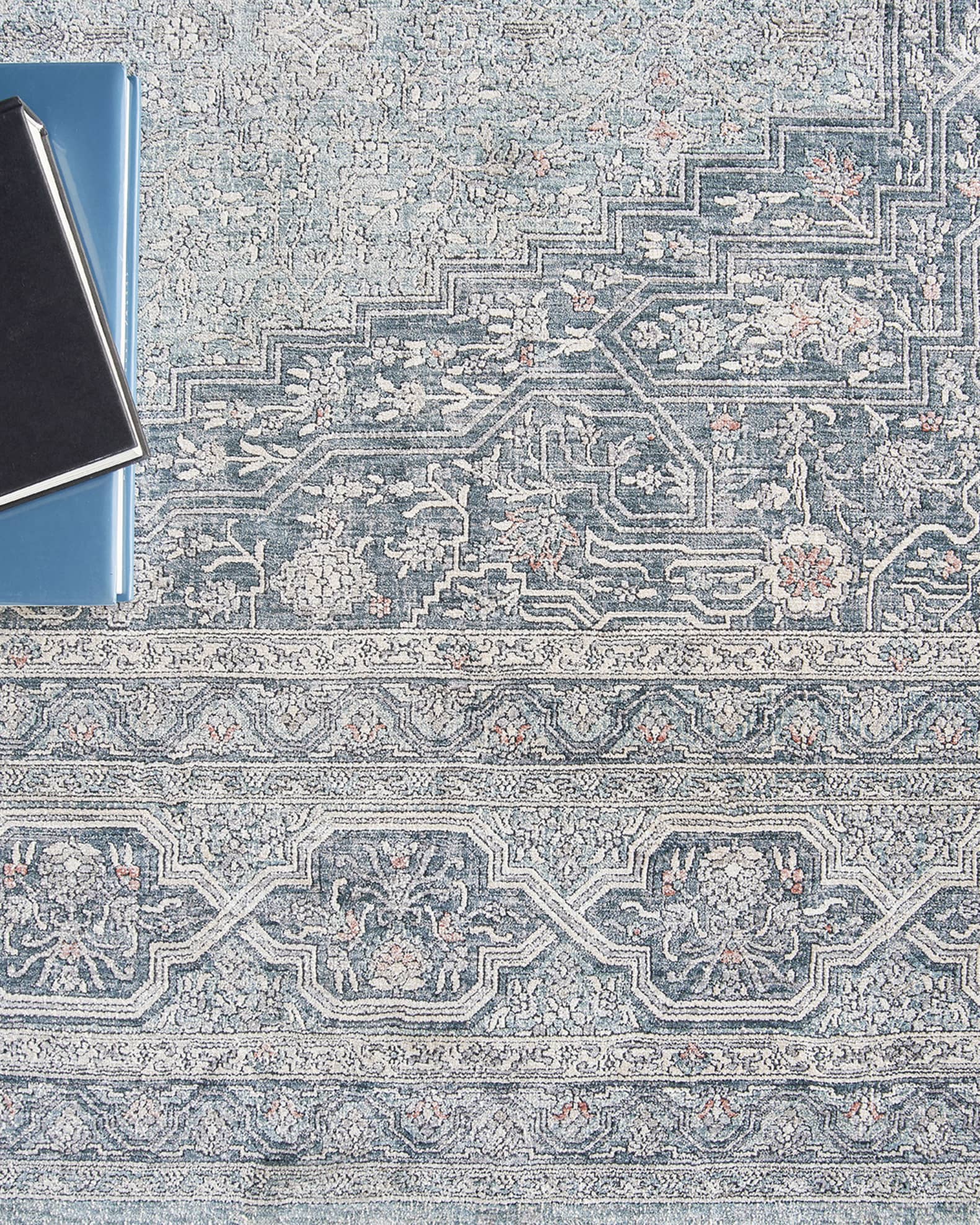 Exquisite Rugs Heritage Power-Loomed Light Blue & Rust Rug, 8' x 10 ...