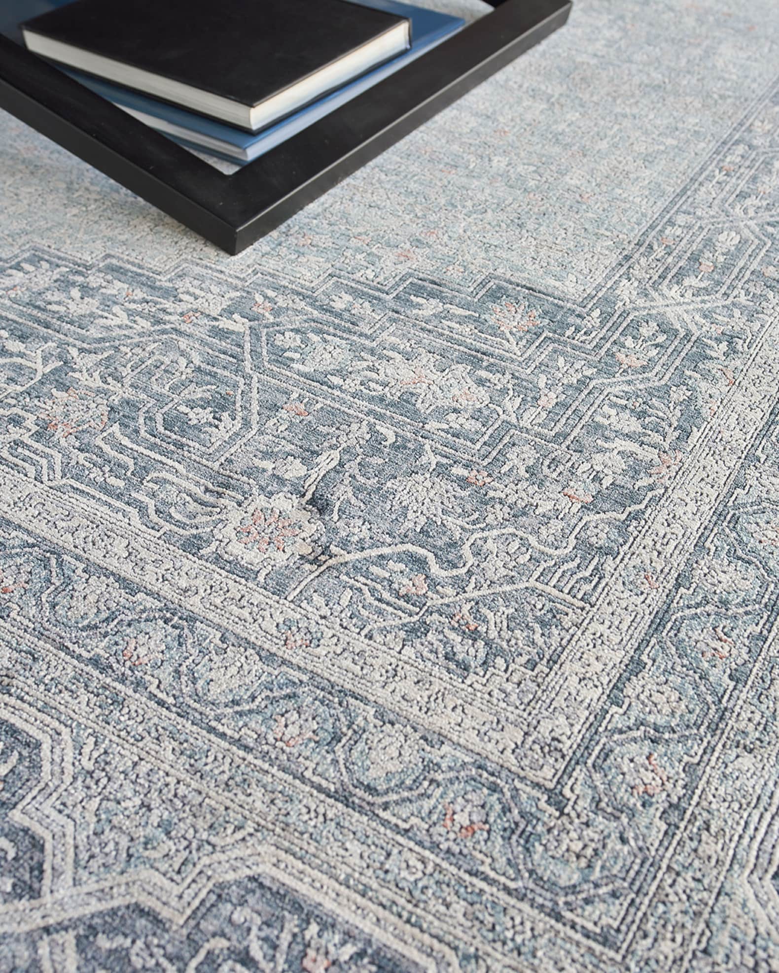 Exquisite Rugs Heritage Power-Loomed Light Blue & Rust Rug, 8' x 10 ...