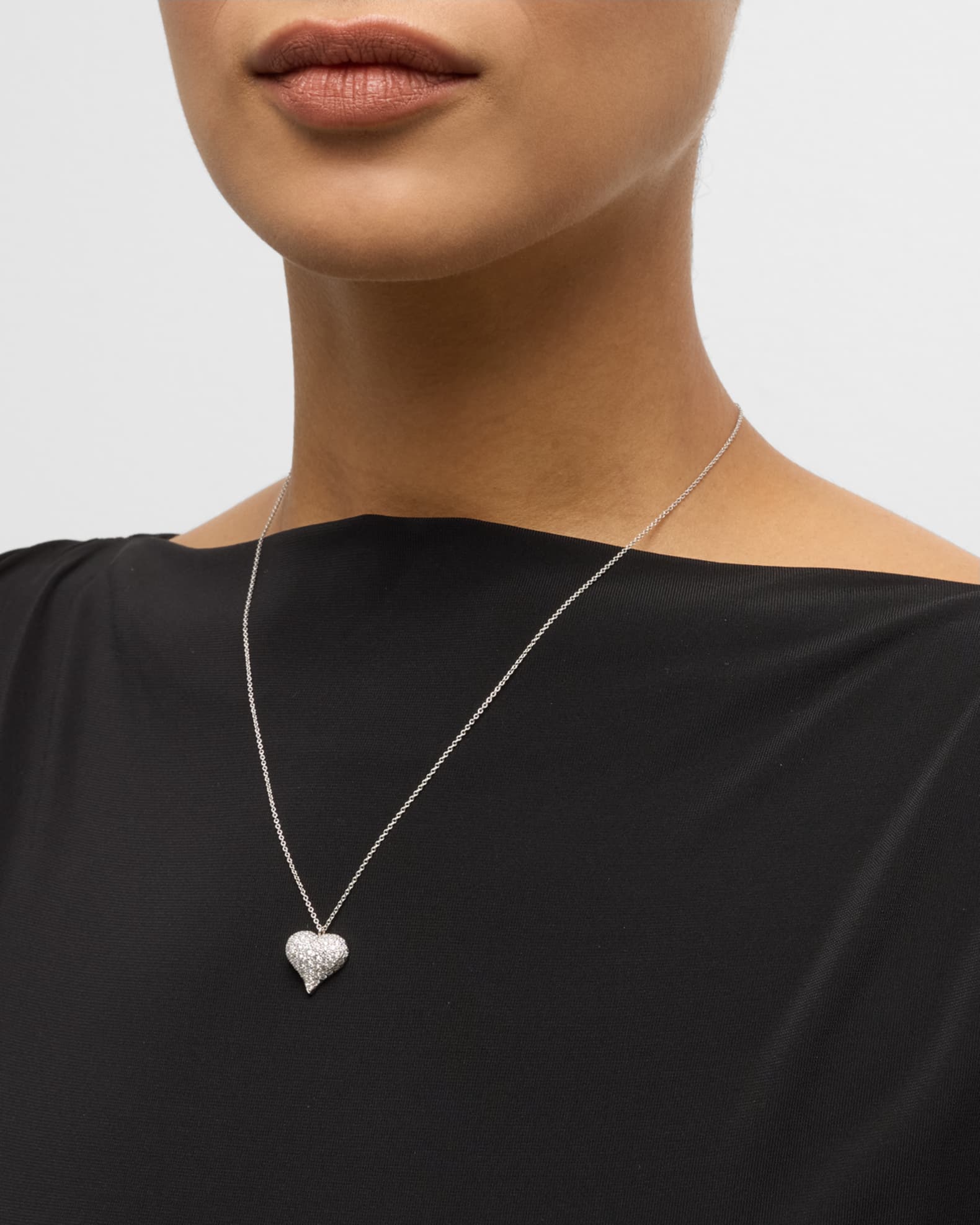 NM Estate Estate Platinum 63 Diamond Puff Heart Pendant Necklace ...