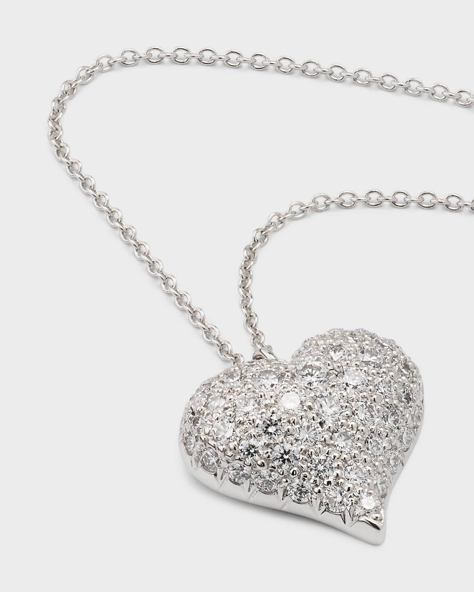 NM Estate Estate Platinum 63 Diamond Puff Heart Pendant Necklace ...