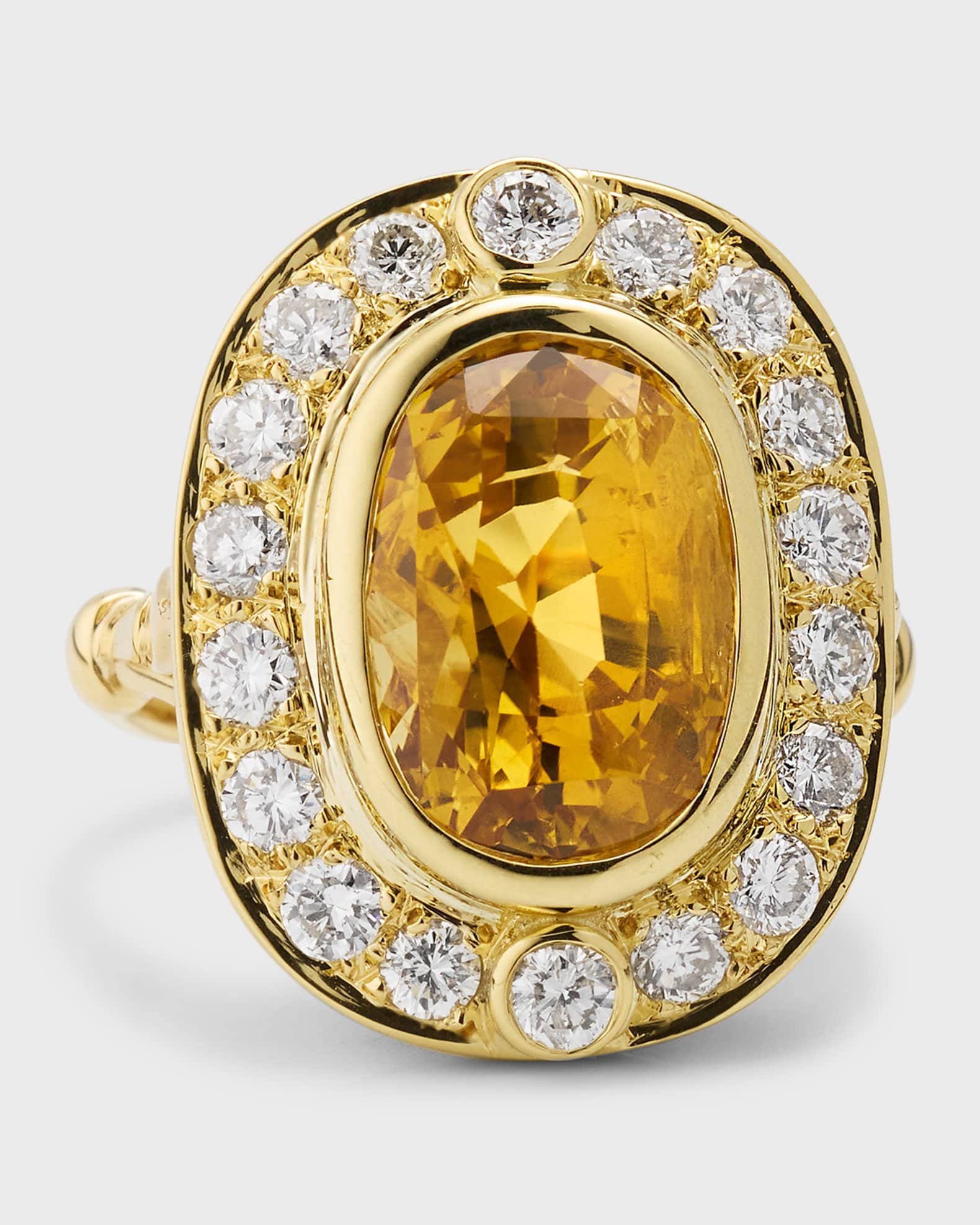 NM Estate Estate 18K Yellow Gold Yellow Sapphire and Diamond Statement ...