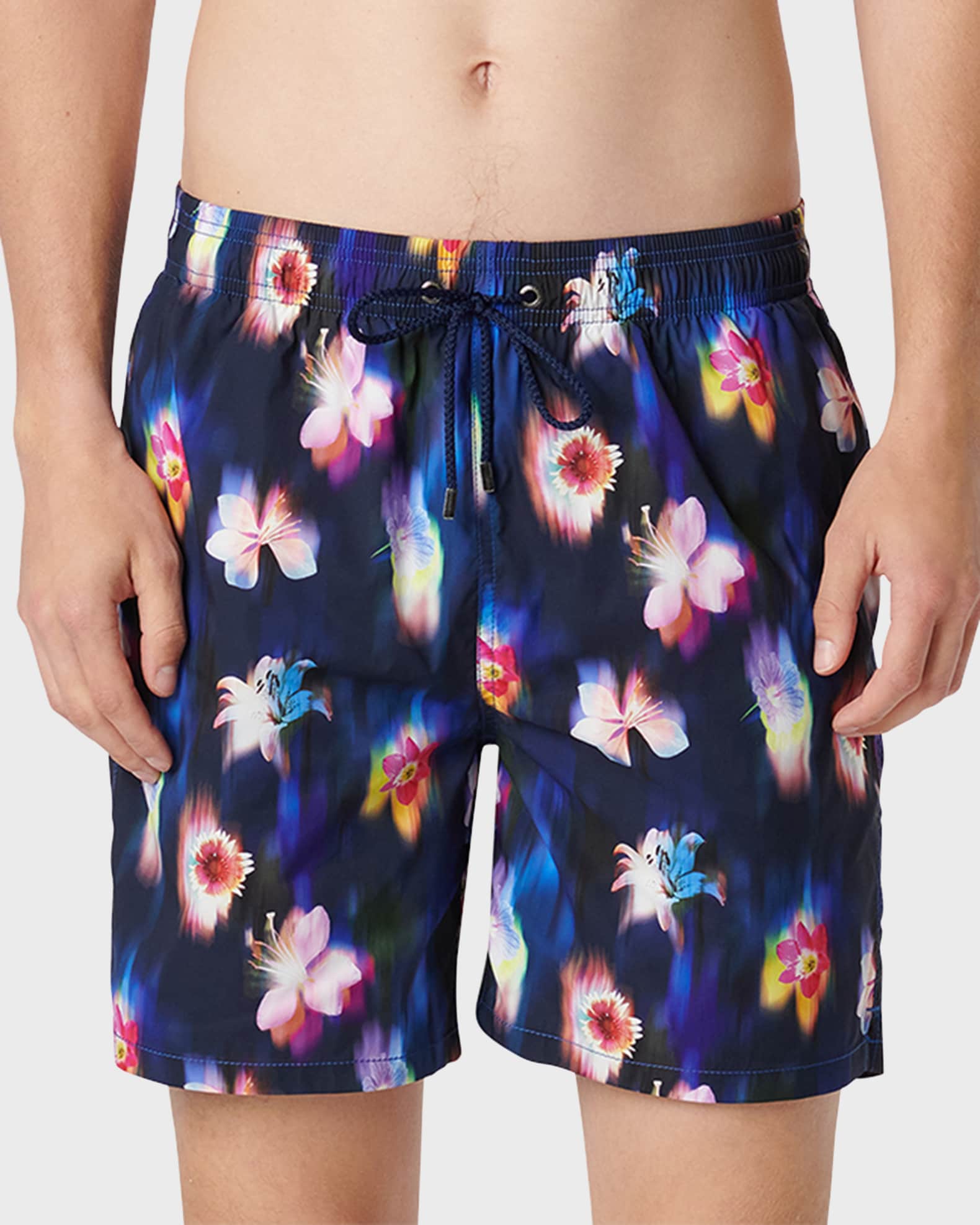 Bugatchi Men's Cosmo Neon Floral Swim Trunks | Neiman Marcus