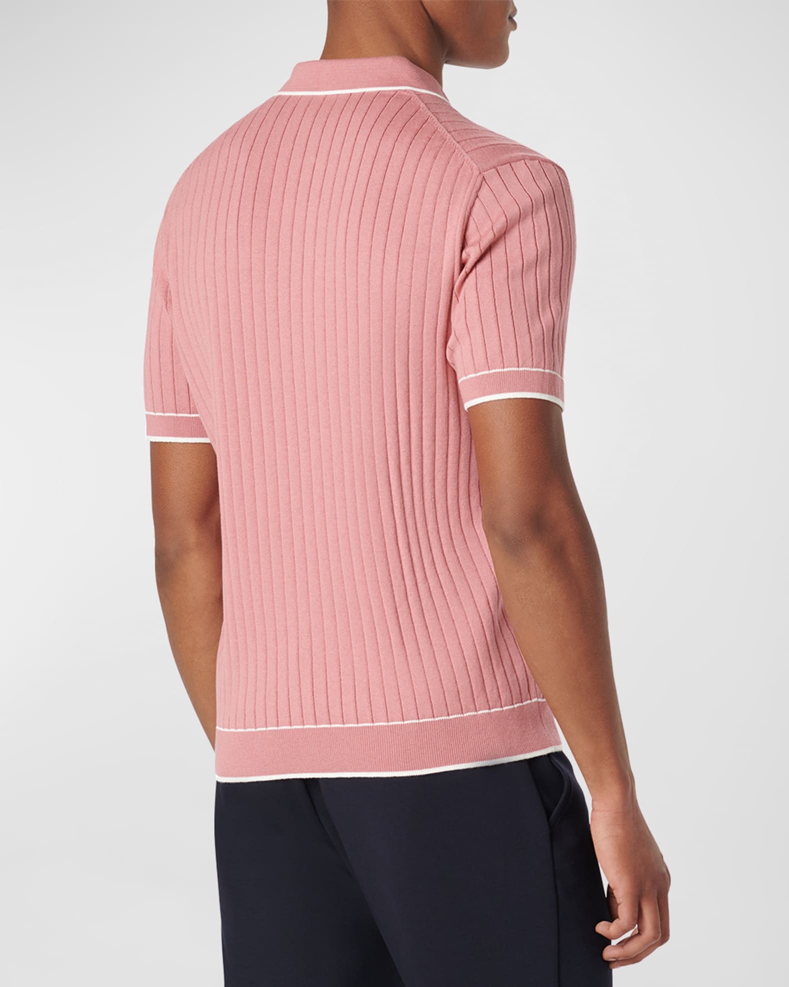 Bugatchi Men's Ribbed Polo Sweater | Neiman Marcus