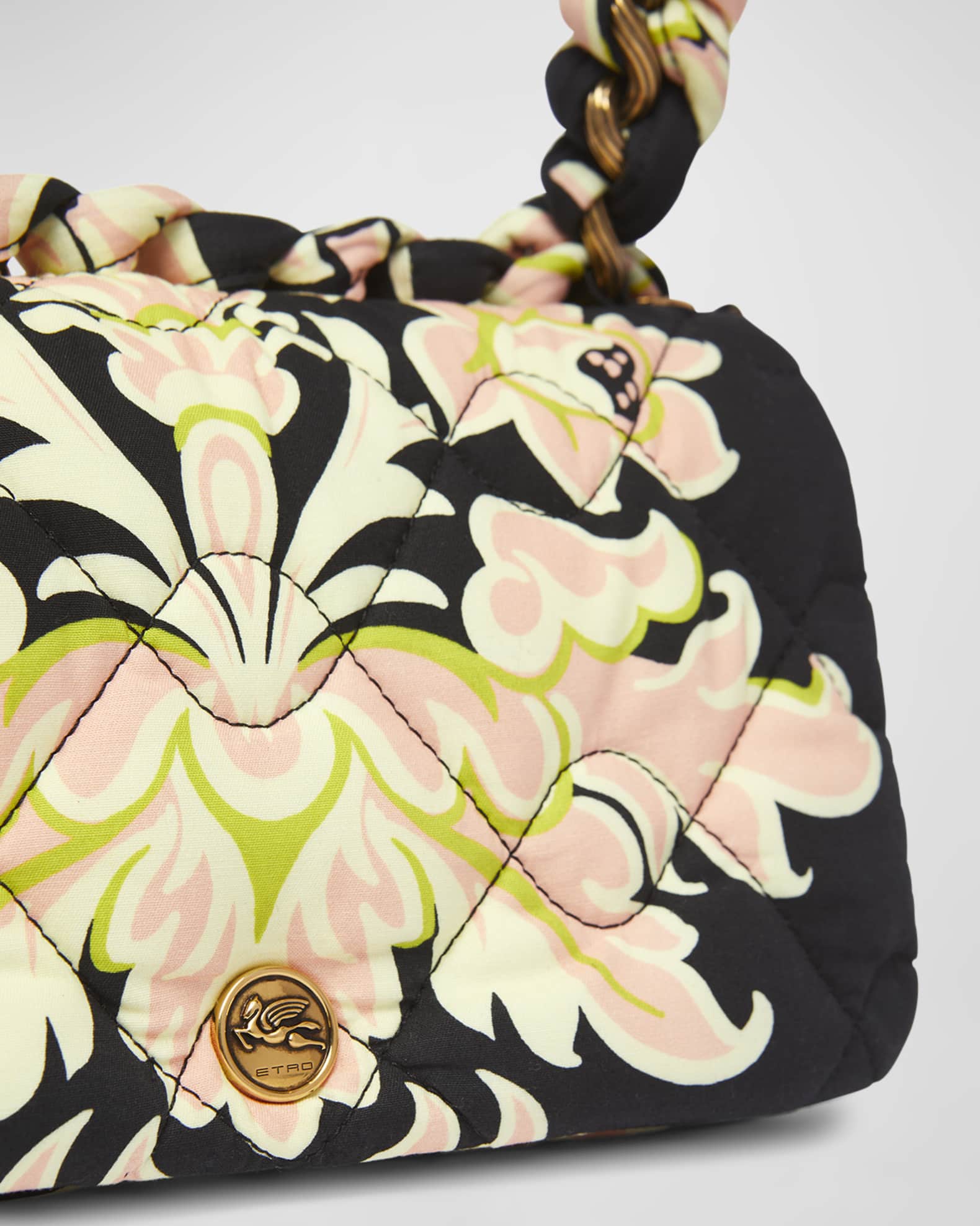 Etro Tessuto Floral Quilted Top-Handle Bag | Neiman Marcus