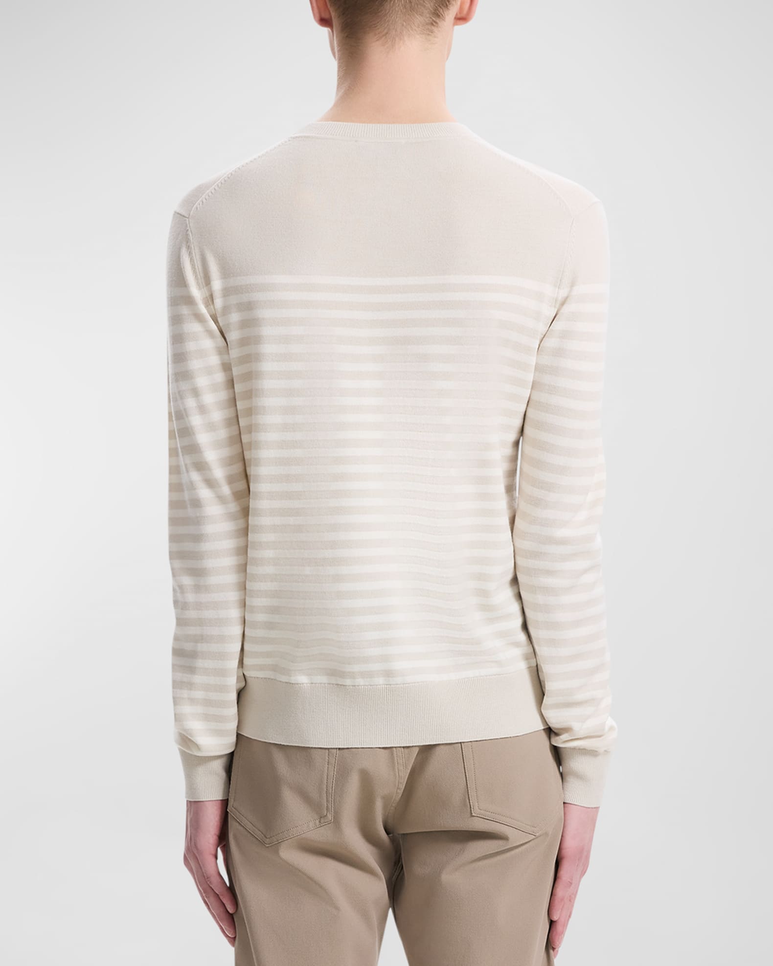 Theory Men's Striped Crewneck Regal Merino Wool Sweater | Neiman Marcus
