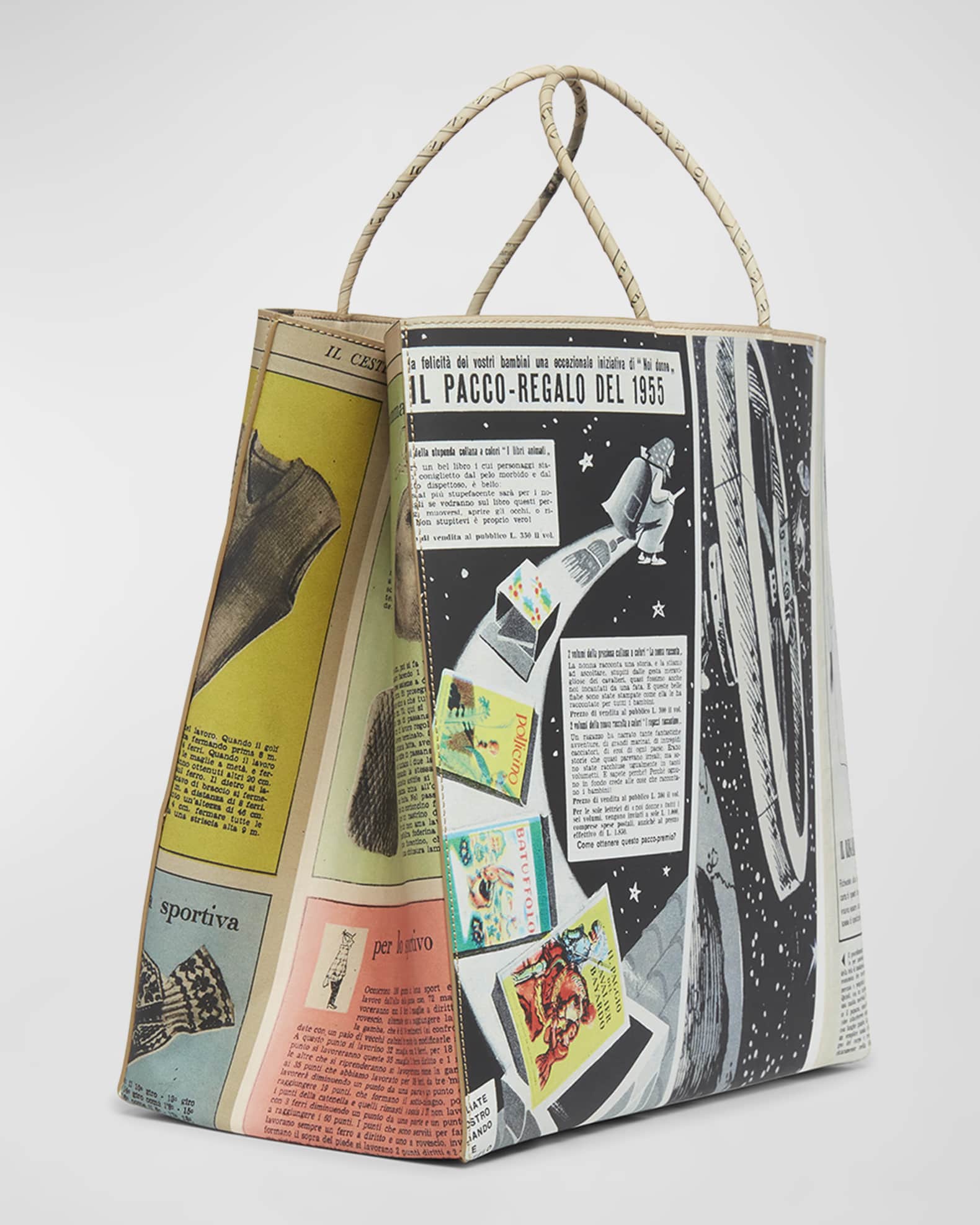 Bottega Veneta Medium Newspaper-Print Tote Bag | Neiman Marcus