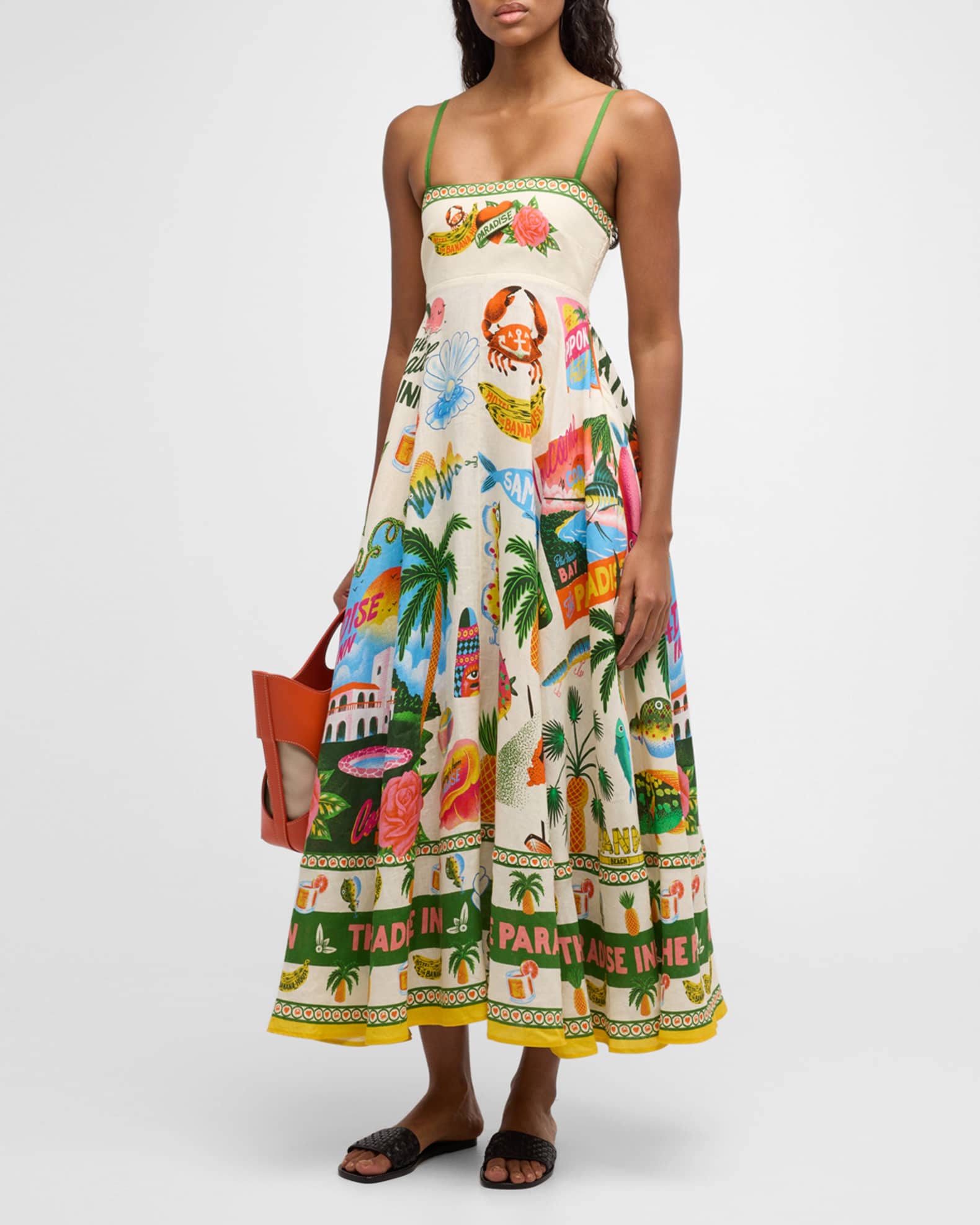 ALEMAIS x Alan Berry Rhys Paradiso Linen Sundress | Neiman Marcus