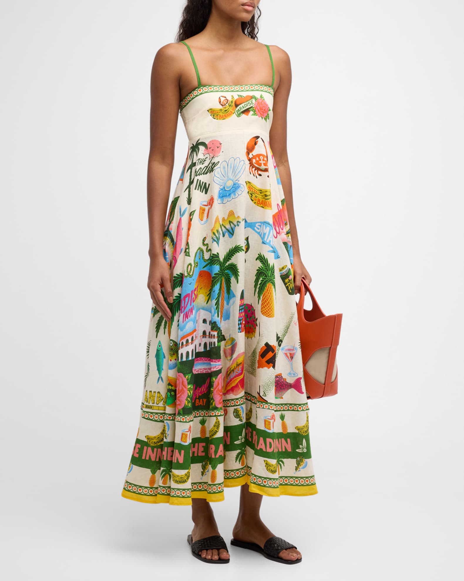 ALEMAIS x Alan Berry Rhys Paradiso Linen Sundress | Neiman Marcus