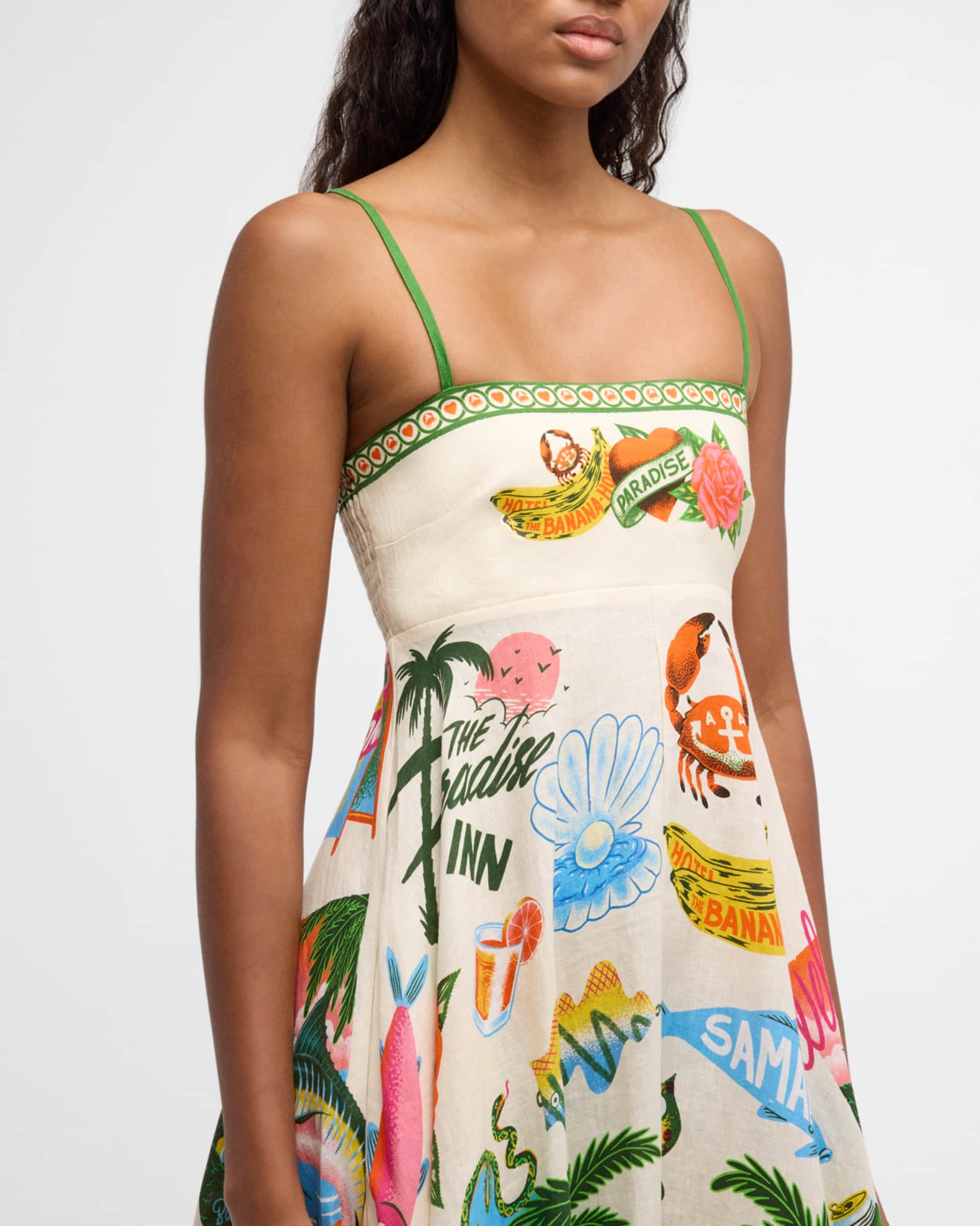 ALEMAIS x Alan Berry Rhys Paradiso Linen Sundress | Neiman Marcus