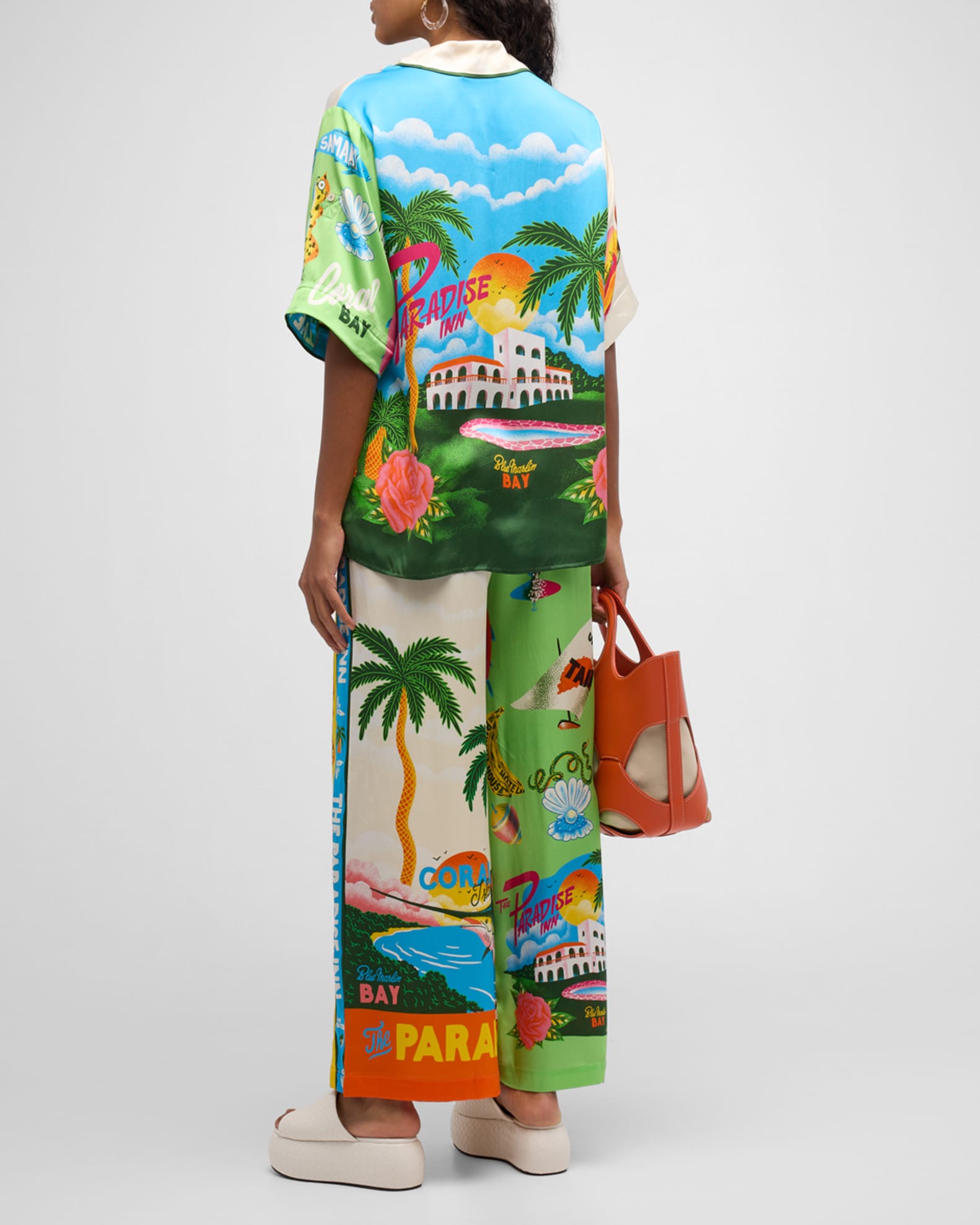 ALEMAIS x Alan Berry Rhys Paradiso Silk Button-Front Shirt | Neiman Marcus
