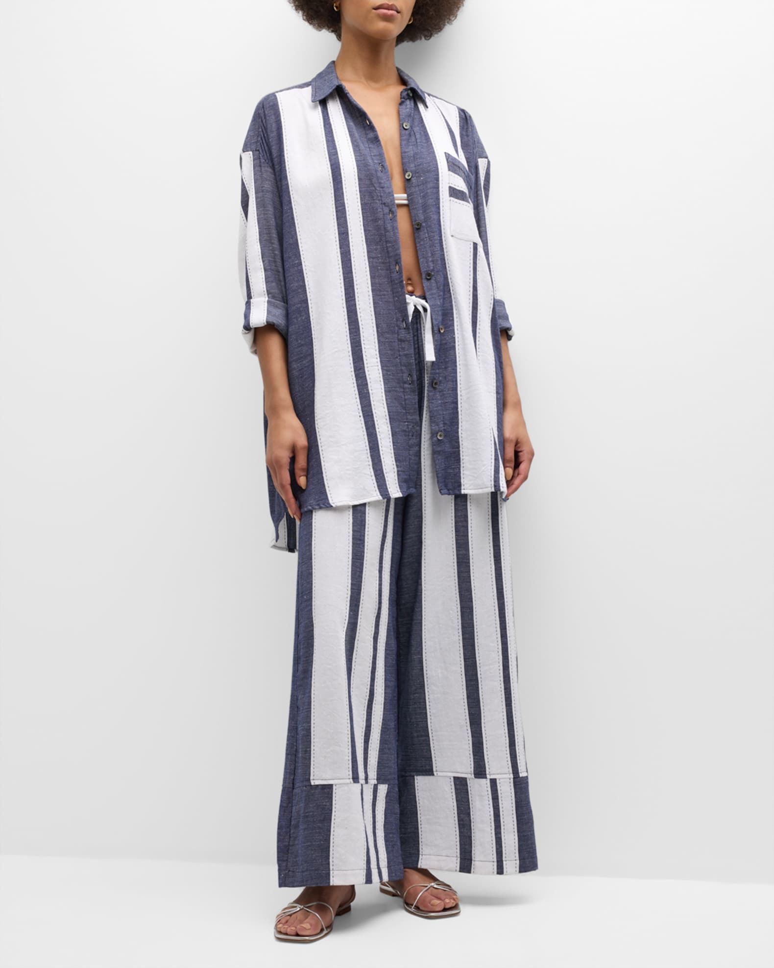 lemlem Mariam Striped Button-Front Shirt | Neiman Marcus