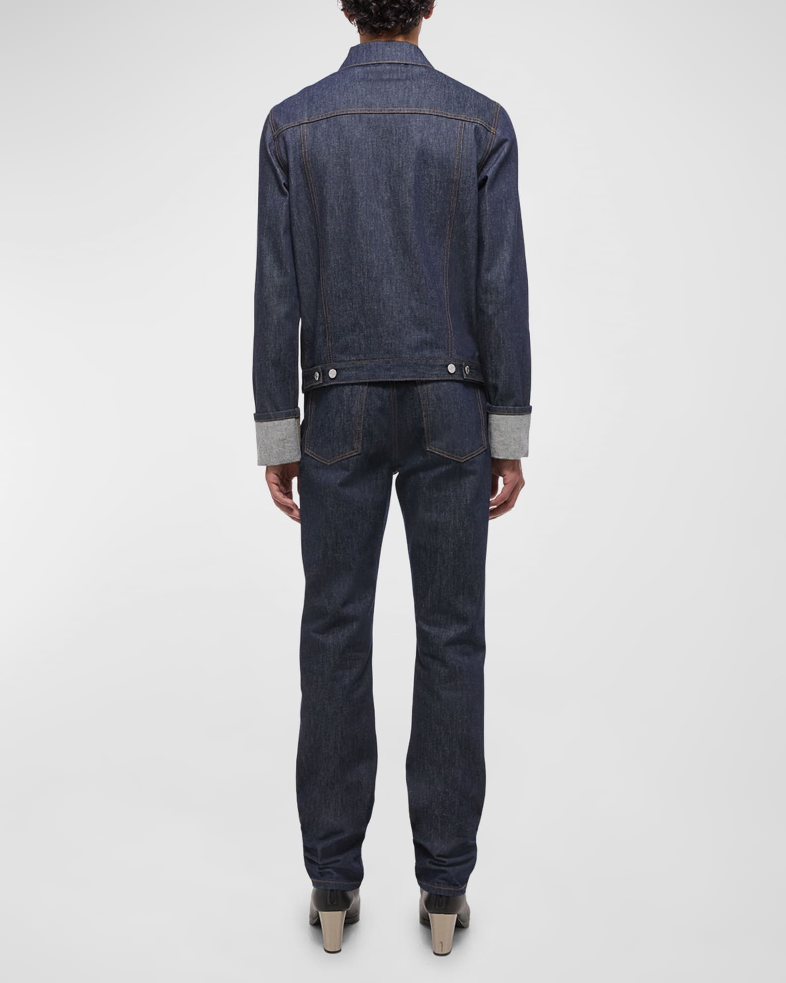 Helmut Lang Men's Cuffed Raw Denim Trucker Jacket | Neiman Marcus