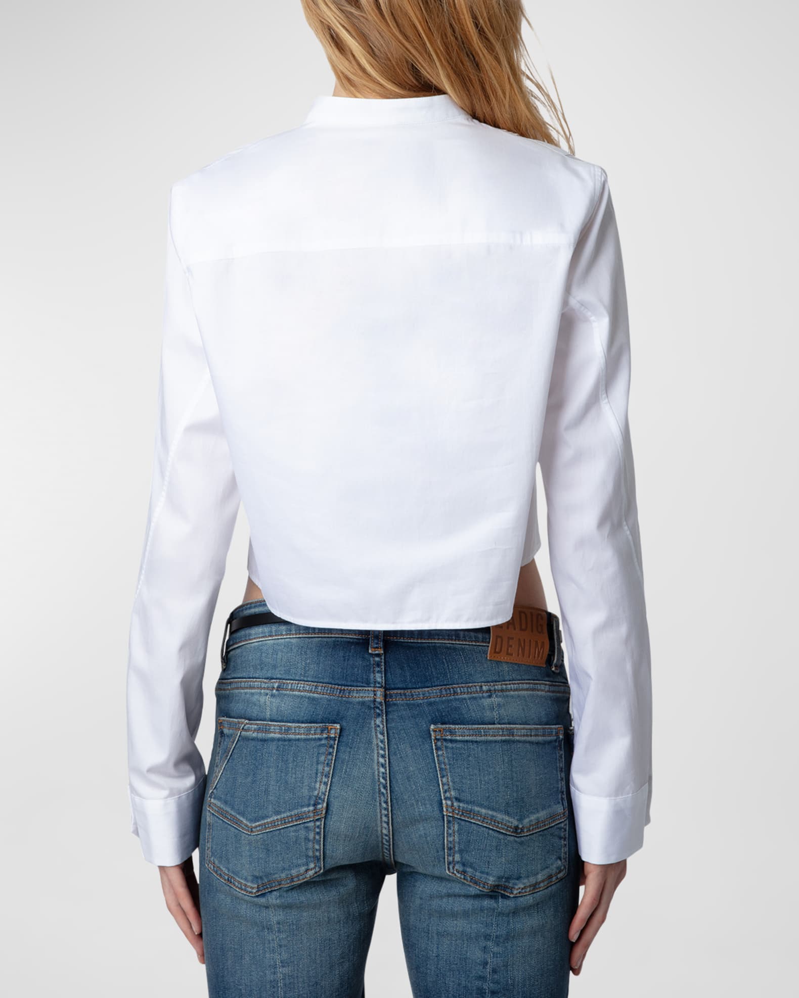 Zadig & Voltaire Theby Pleated Cropped Button-Front Shirt | Neiman Marcus