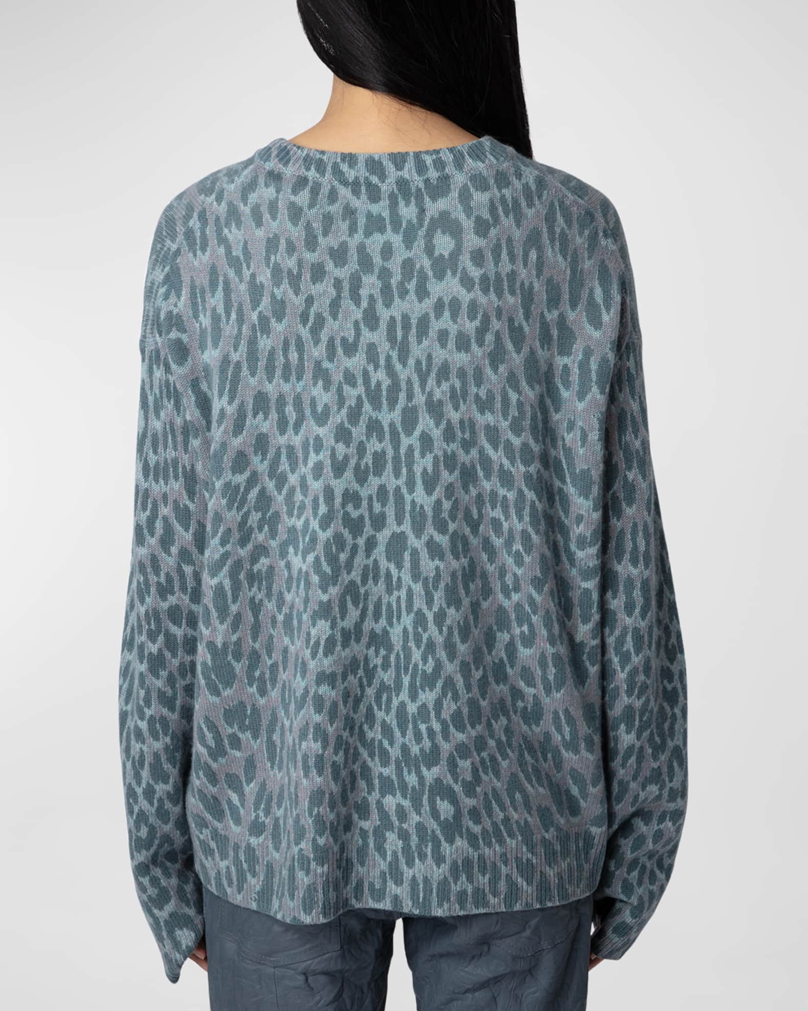 Zadig & Voltaire Markus Leopard-Print Cashmere Sweater | Neiman Marcus