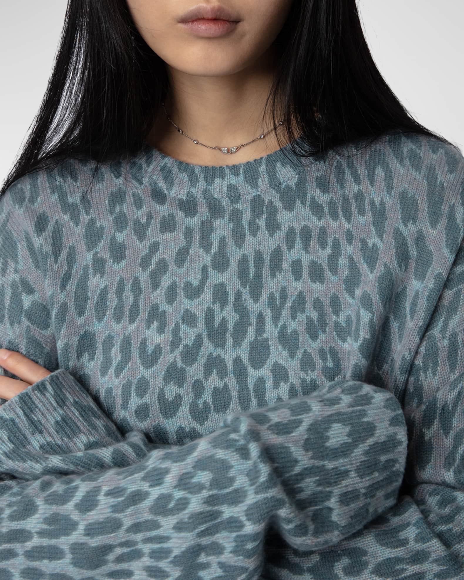 Zadig & Voltaire Markus Leopard-Print Cashmere Sweater | Neiman Marcus