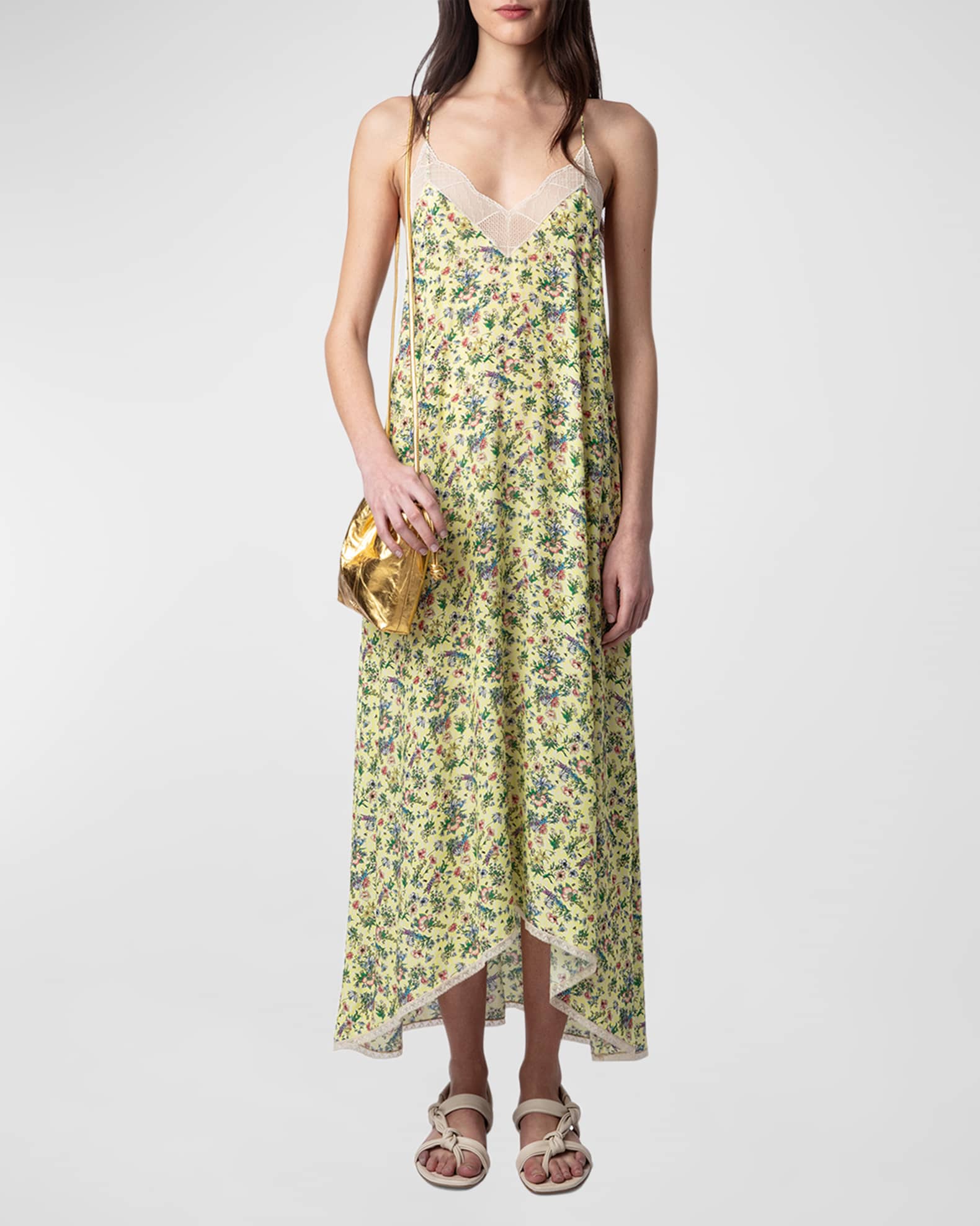 Zadig & Voltaire Risty Soft Small Garden Lace-Trim Maxi Dress | Neiman ...