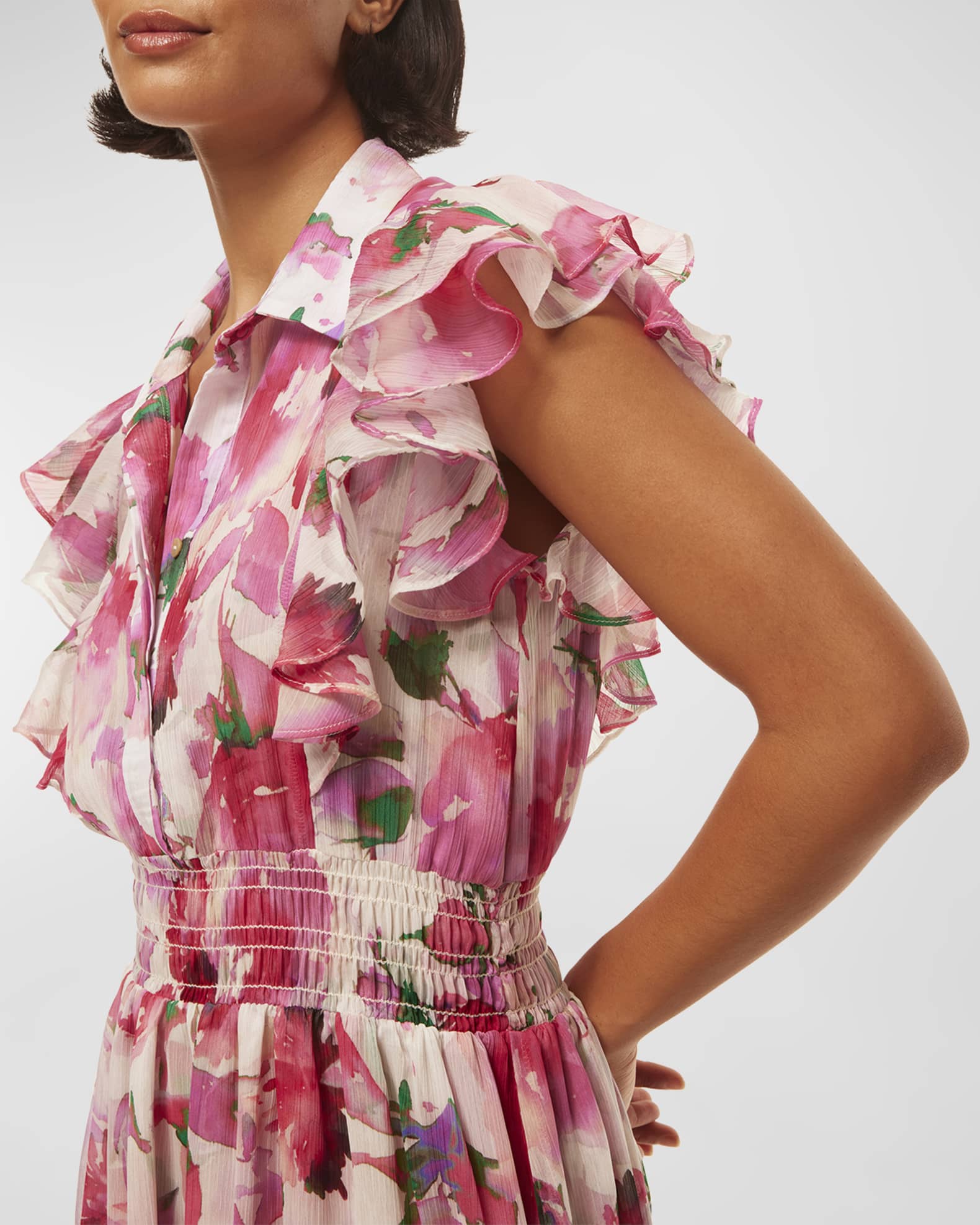 MISA Los Angeles Florencia Ombré Short-Sleeve Midi Dress | Neiman Marcus