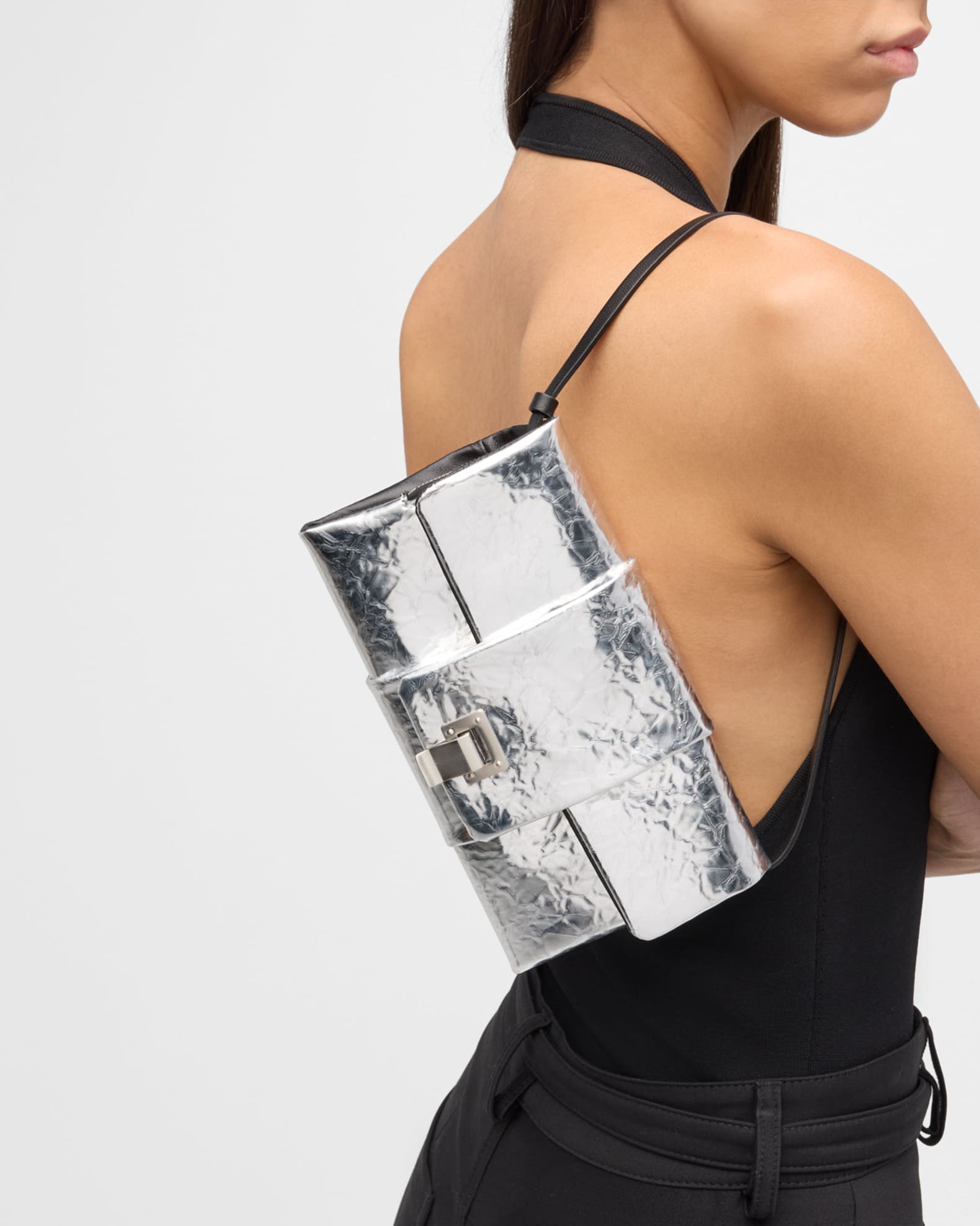 Proenza Schouler Flap Crinkled Metallic Leather Shoulder Bag | Neiman ...