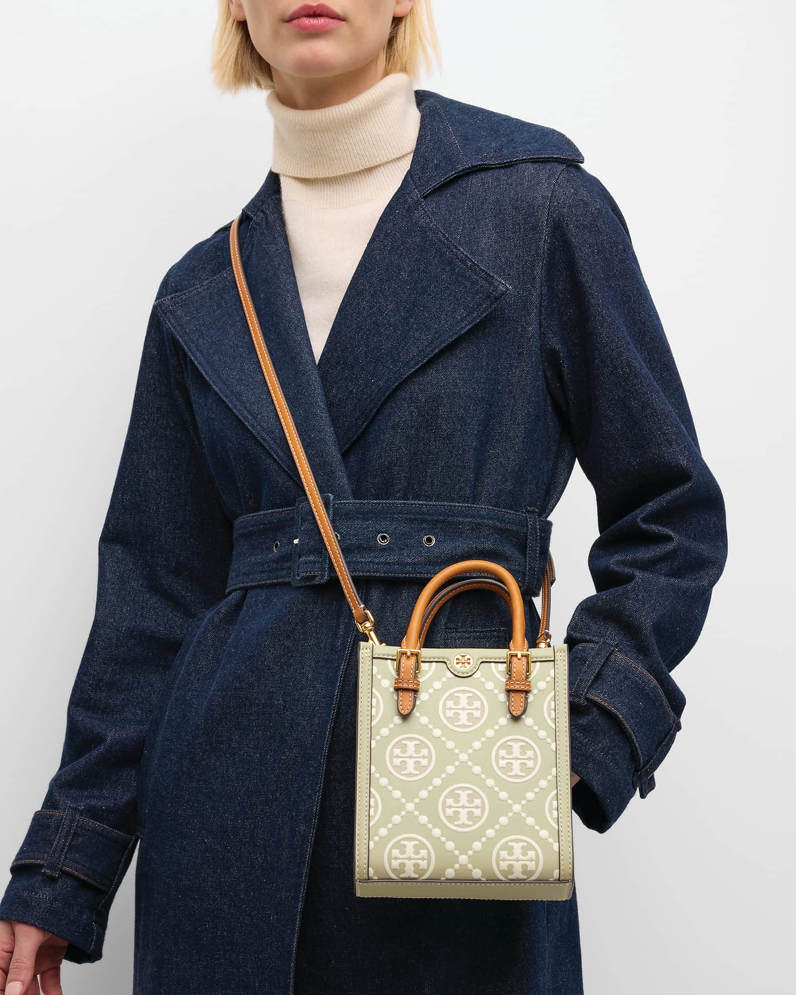 Tory Burch Mini T Monogram North-South Tote Bag | Neiman Marcus