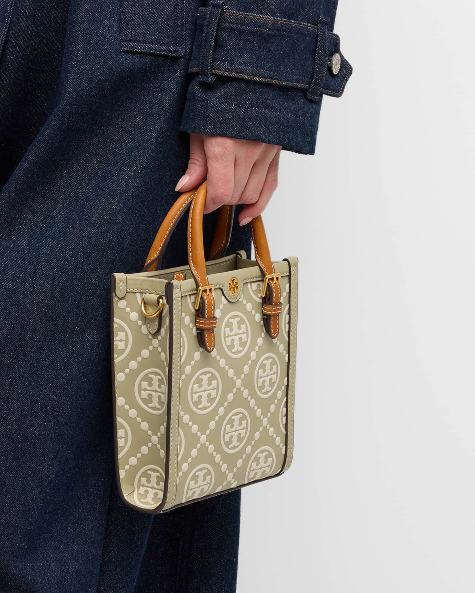 Tory Burch Mini T Monogram North-South Tote Bag | Neiman Marcus
