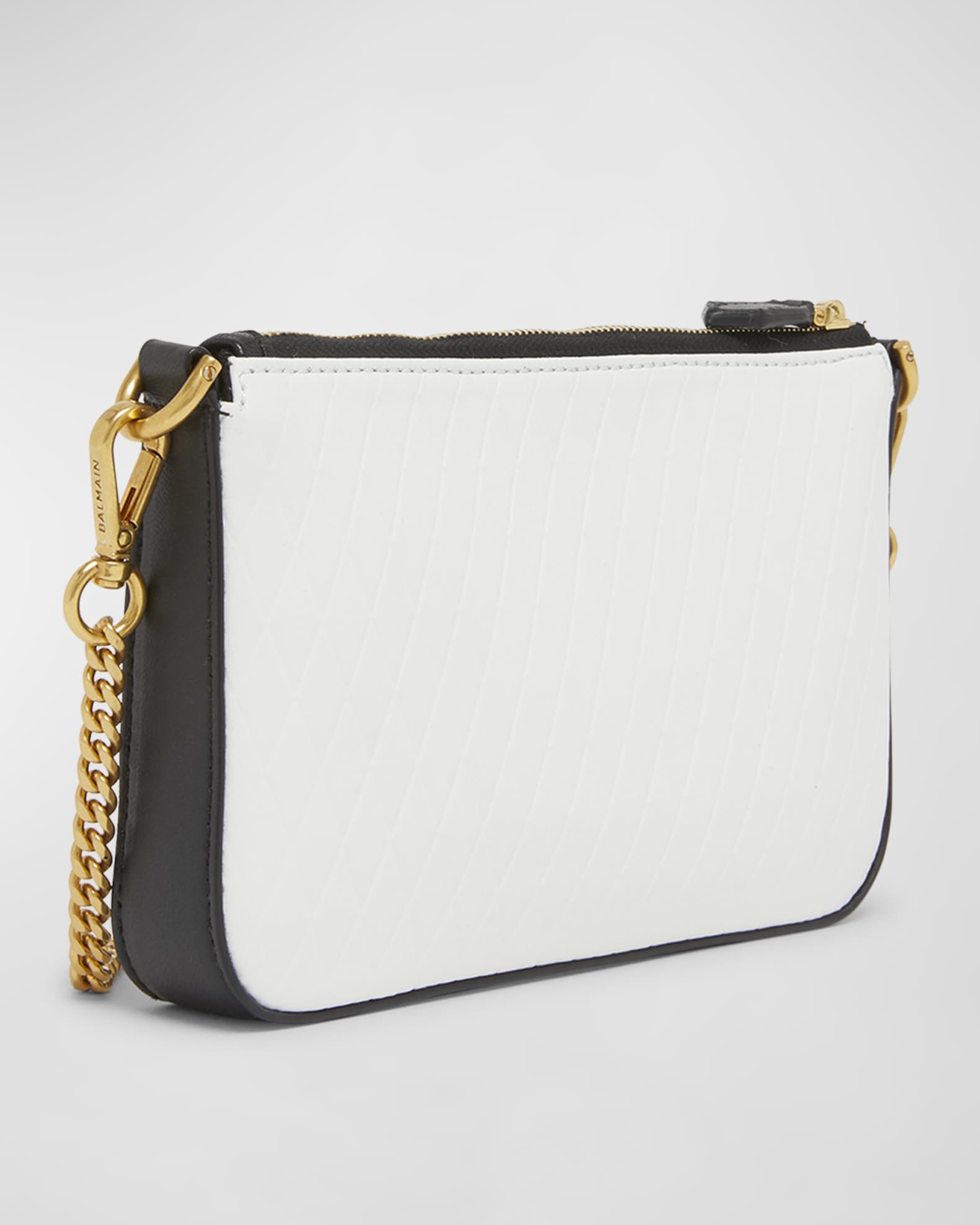 Balmain 1945 Soft Mini Zipped Crossbody Bag in Embossed Leather ...