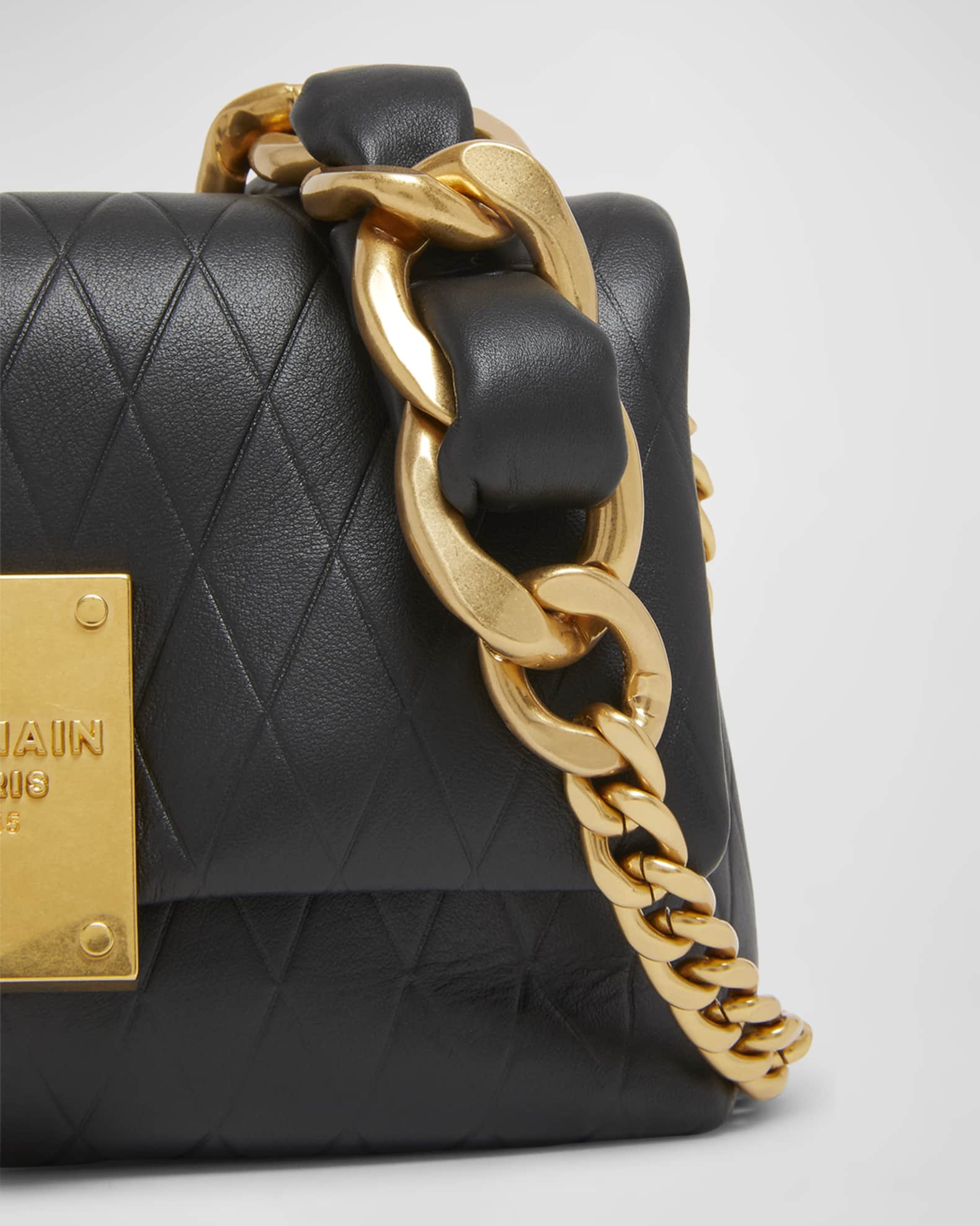 Balmain 1945 Soft Mini Shoulder Bag in Embossed Leather | Neiman Marcus