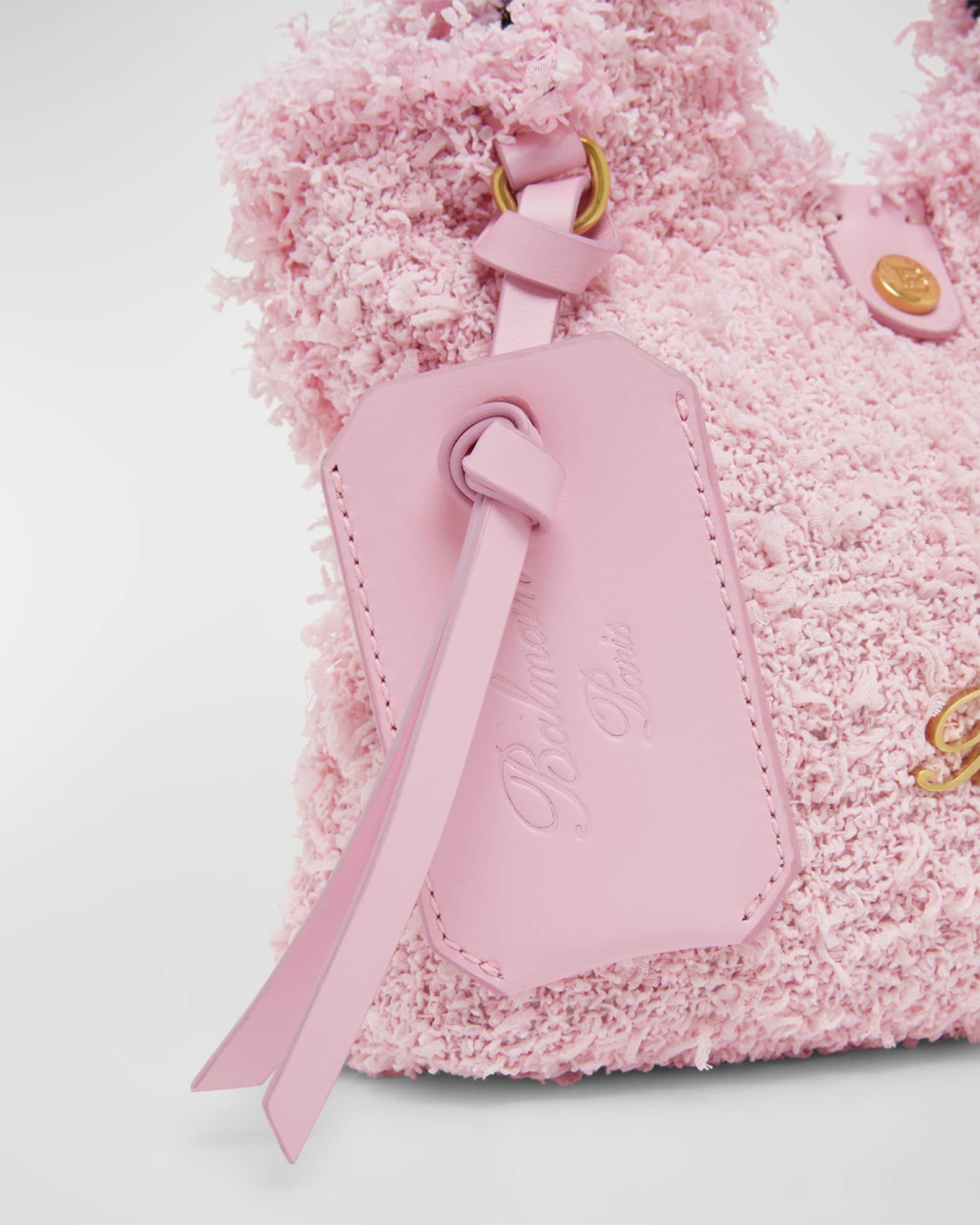 Balmain B Army Mini Grocery Tote Bag in Tweed | Neiman Marcus