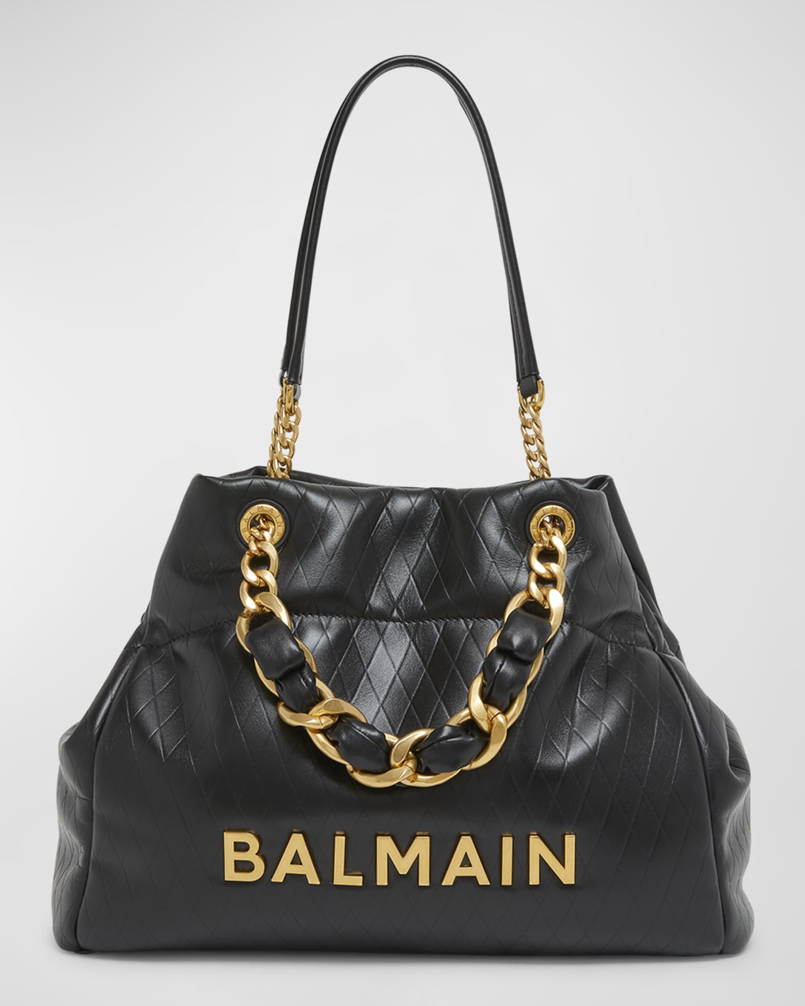 Balmain 1945 Soft Cabas Tote Bag in Embossed Leather | Neiman Marcus