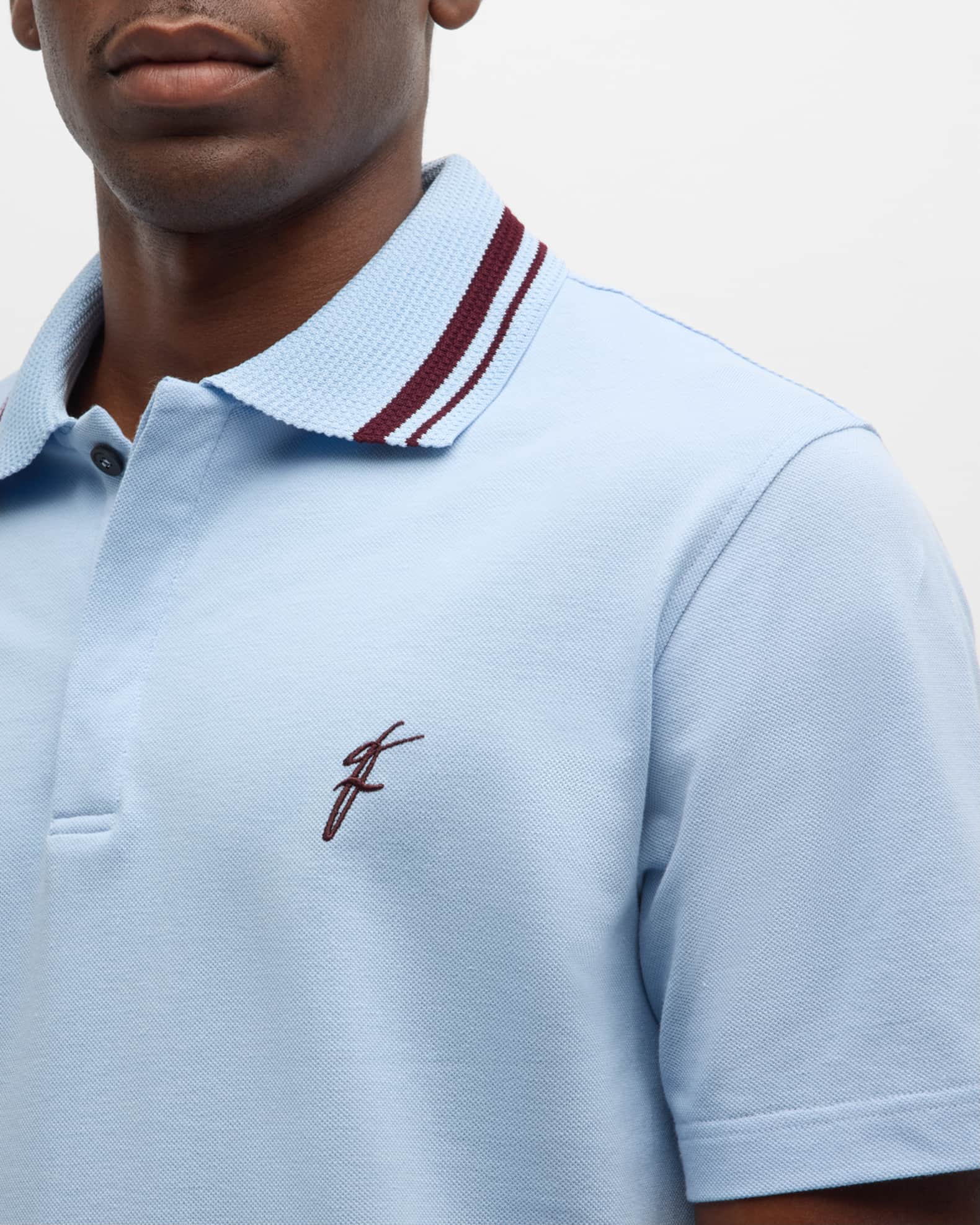 Ferragamo Men's Polo Shirt with Collar Detailing | Neiman Marcus