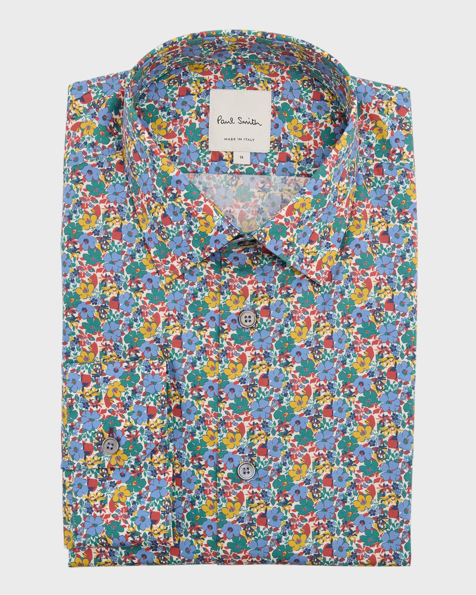Paul Smith Men's Cotton Floral-Print Sport Shirt | Neiman Marcus