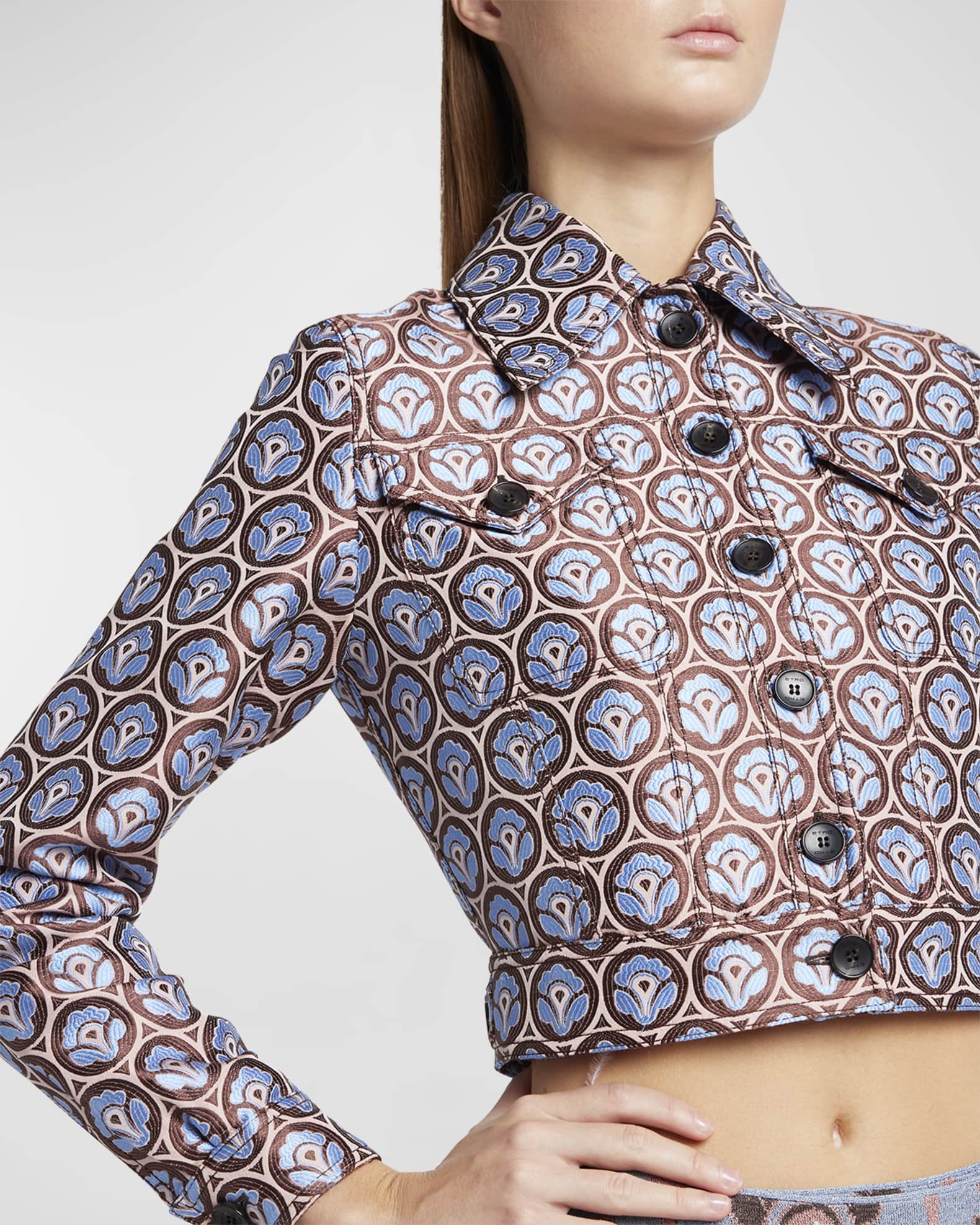 Etro Cropped Jacquard Jacket | Neiman Marcus