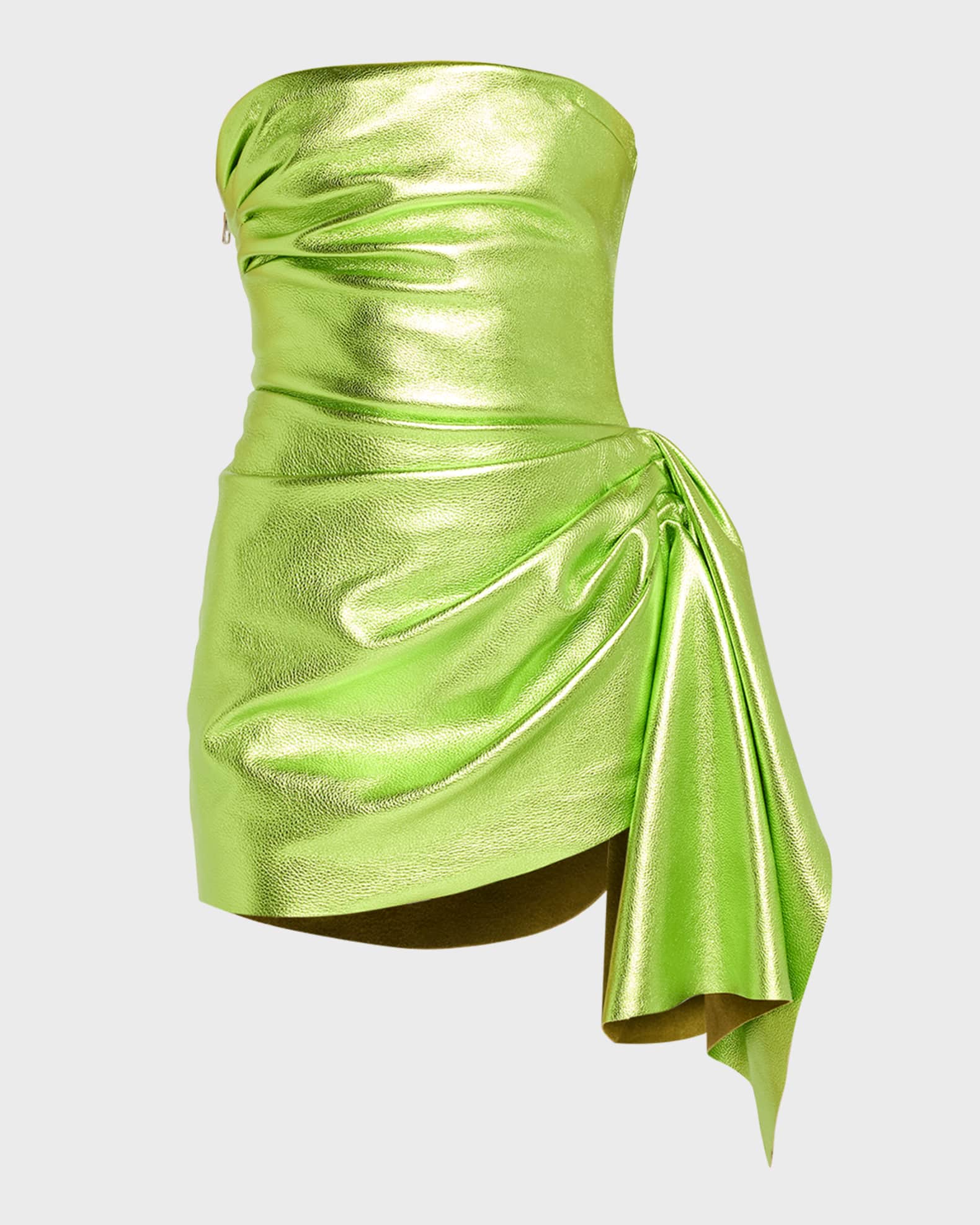 Laquan Smith Strapless Metallic Mini Dress With Ruching Neiman Marcus