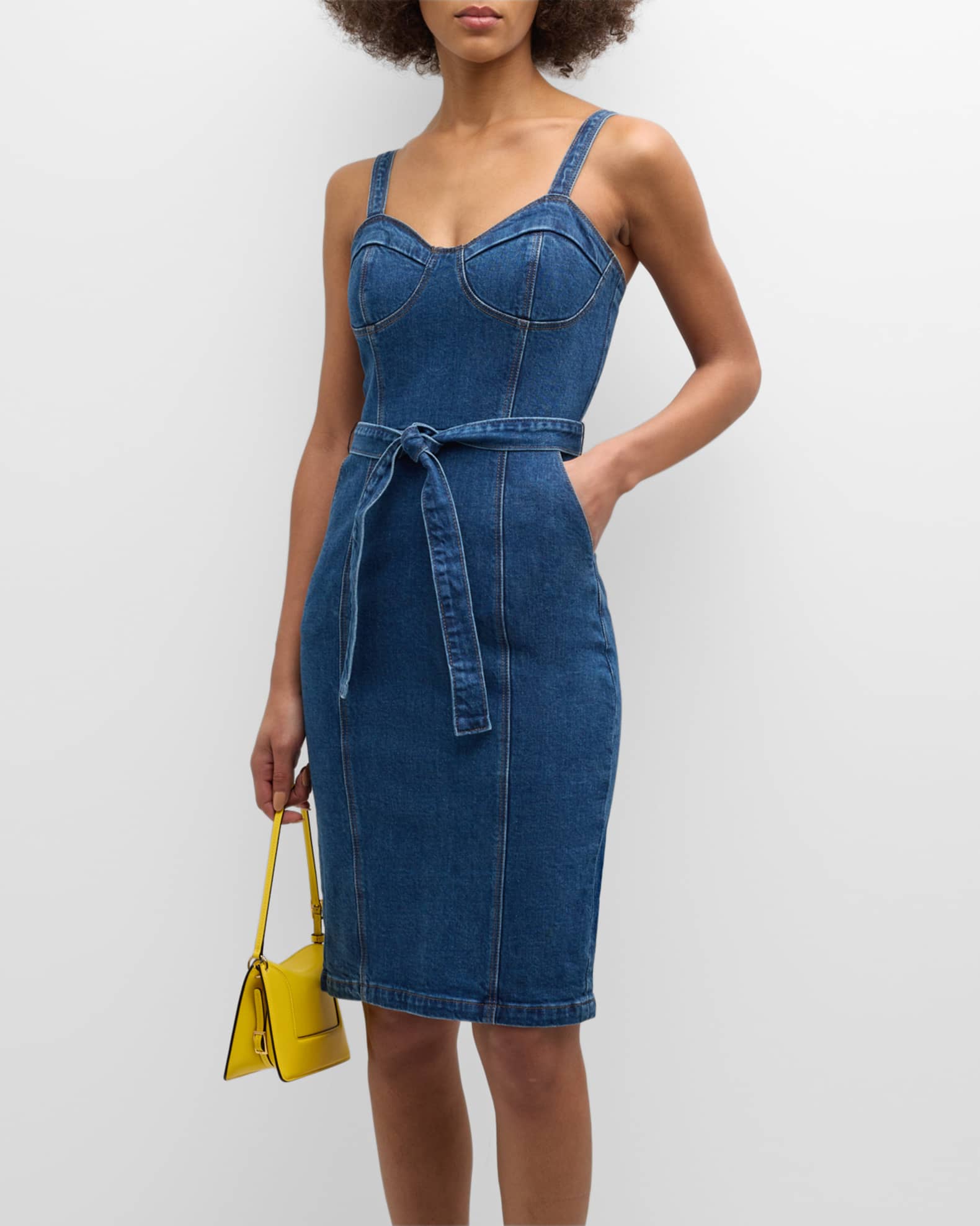 PAIGE Giulia Denim Midi Dress | Neiman Marcus