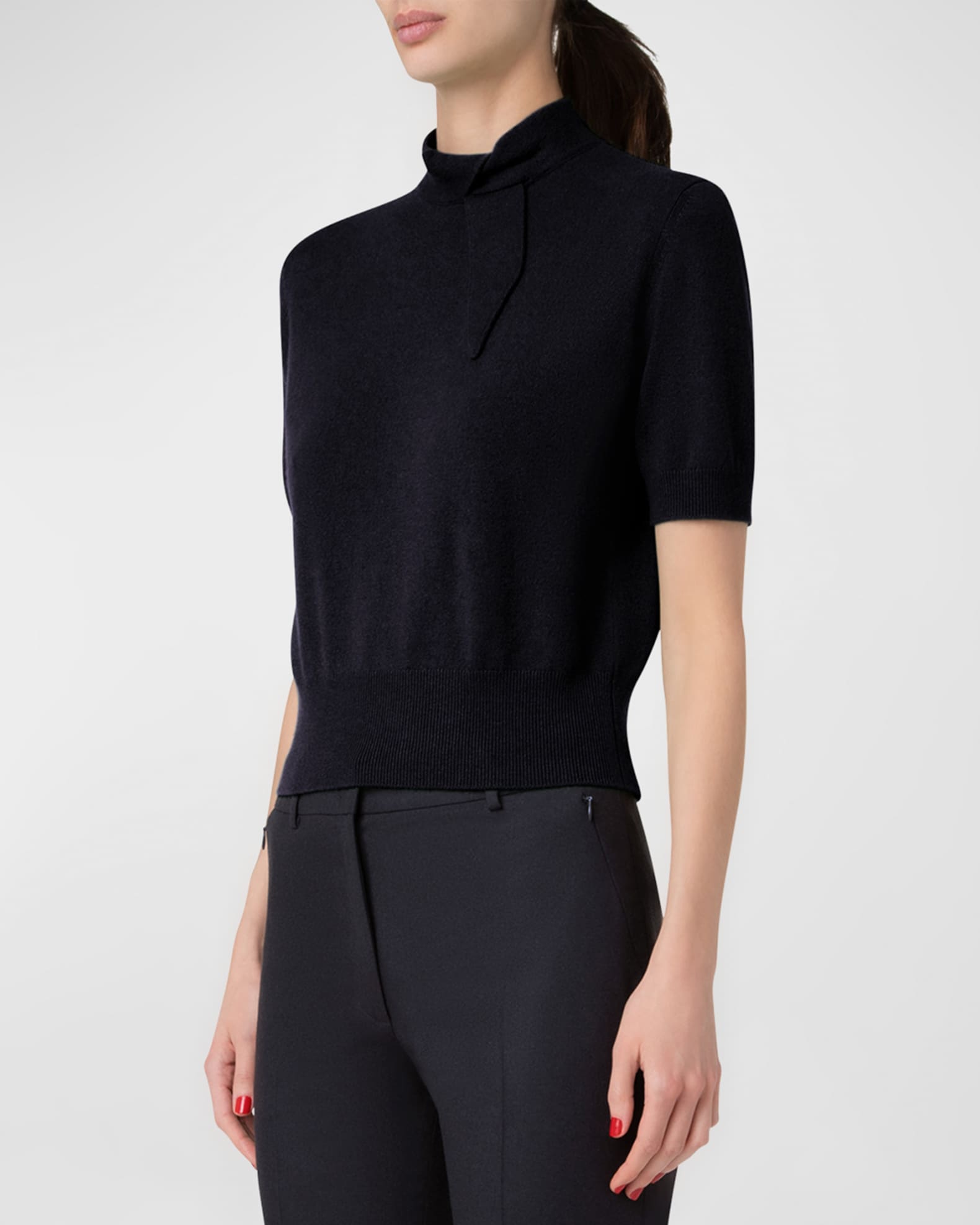 Akris Cashmere Knit Top with Knot Detail | Neiman Marcus