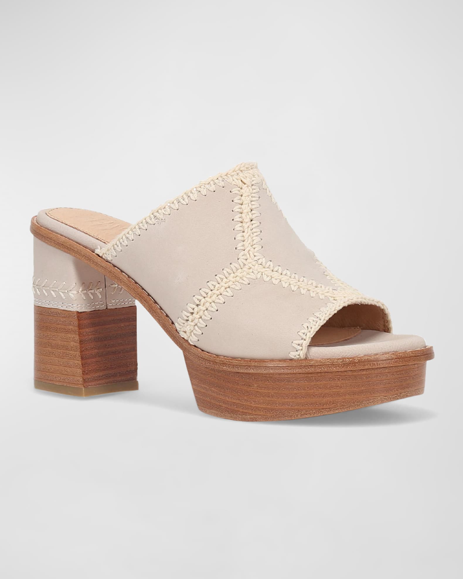 Frye Pipa Suede Crochet Platform Mule Sandals | Neiman Marcus