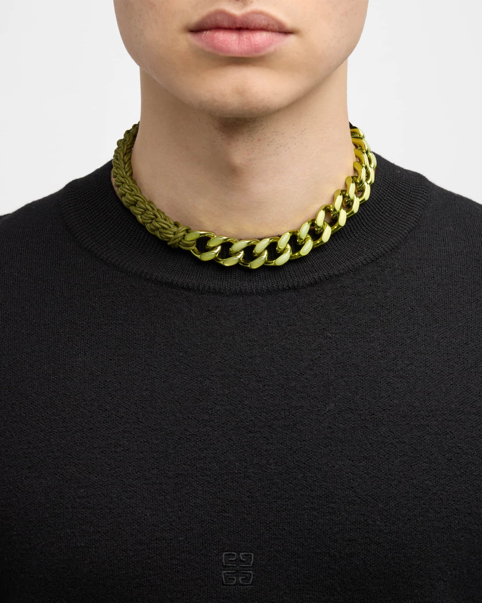 Givenchy Men's Enamel and Macrame Short Chain Necklace | Neiman Marcus