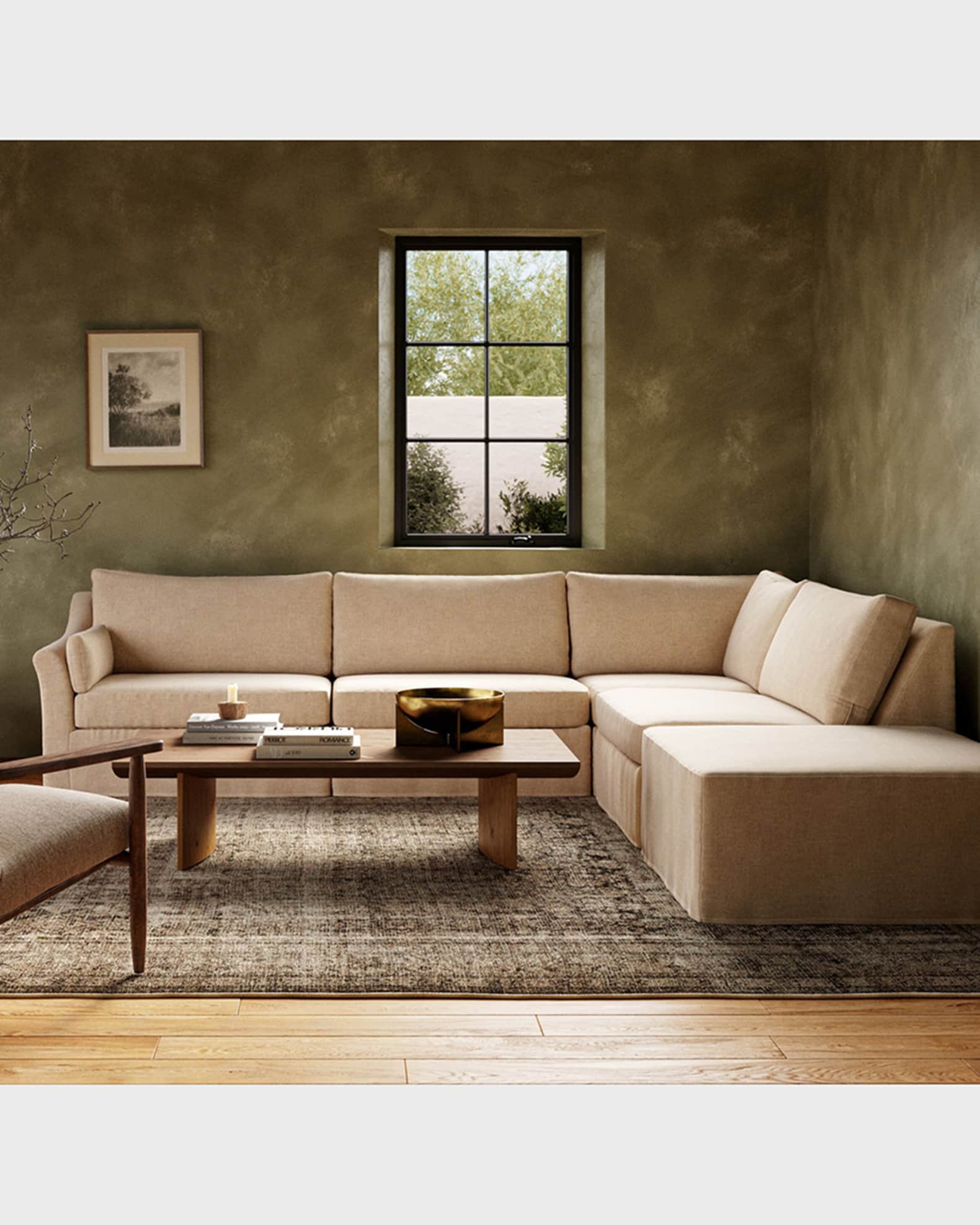 Four Hands Delray 4-Piece Left Arm Facing Sectional with Ottoman ...